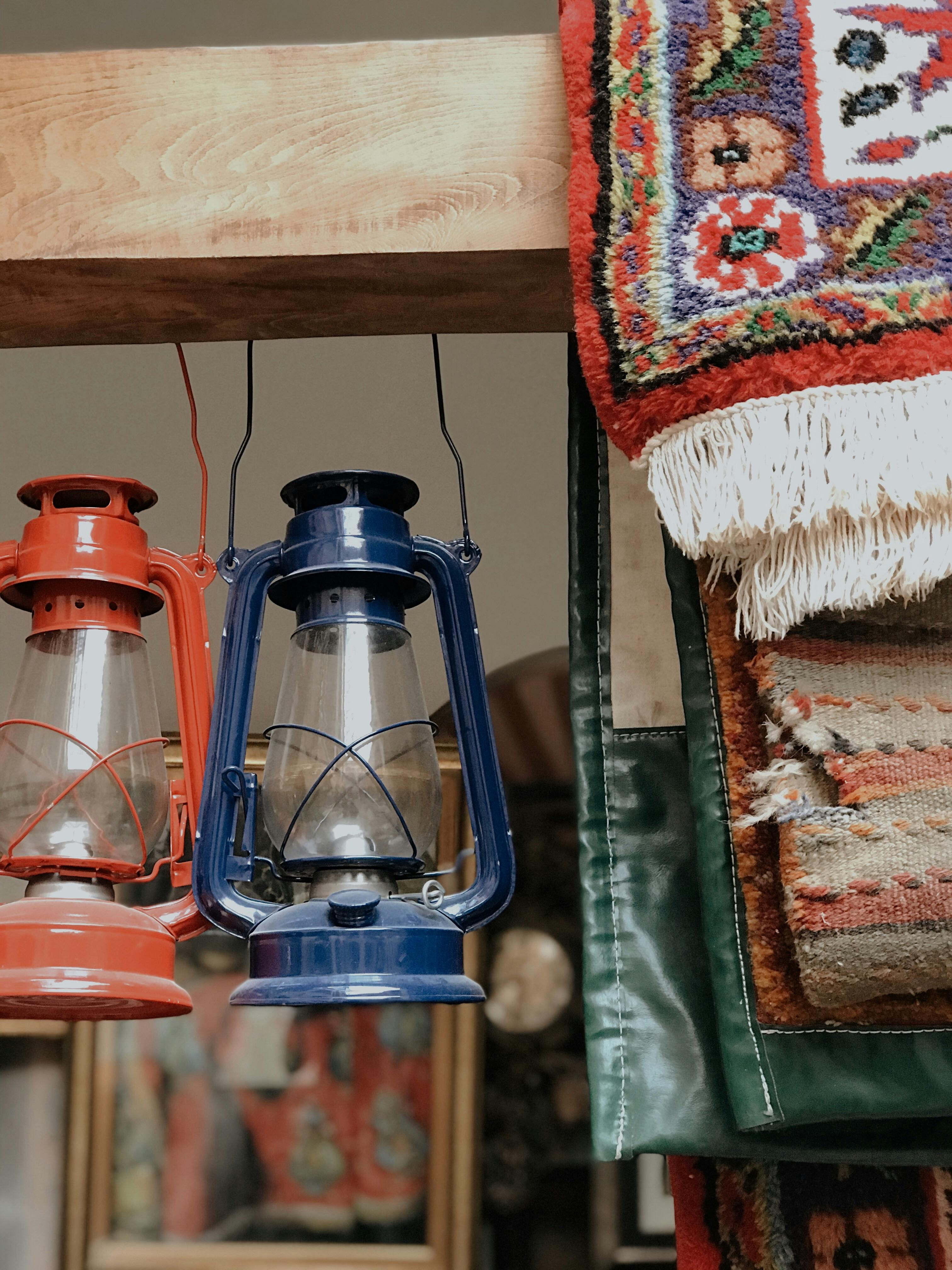 Antique Design Lamps Display Hanging Inside a Store · Free Stock Photo