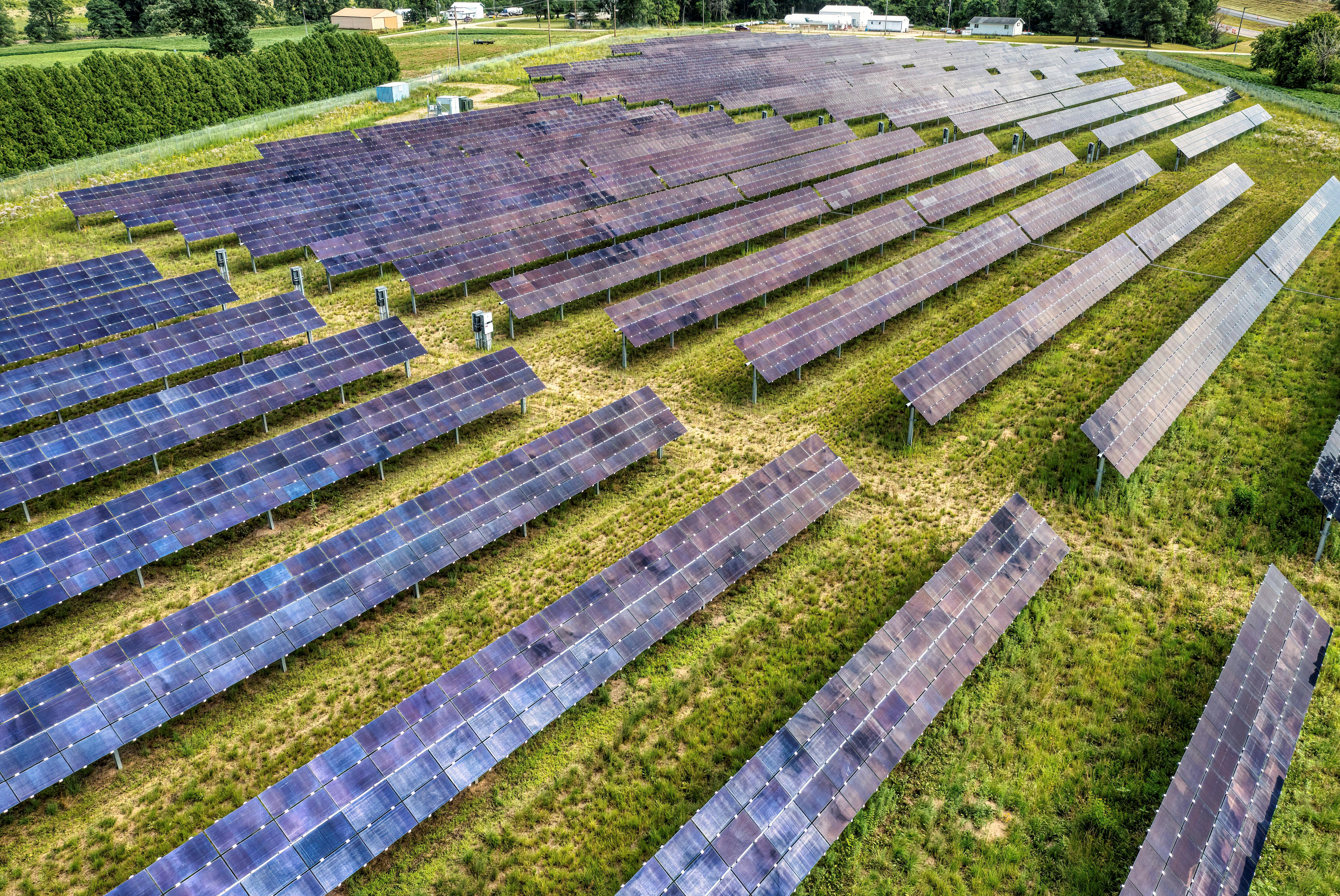 Solar Panels in a Field · Free Stock Photo