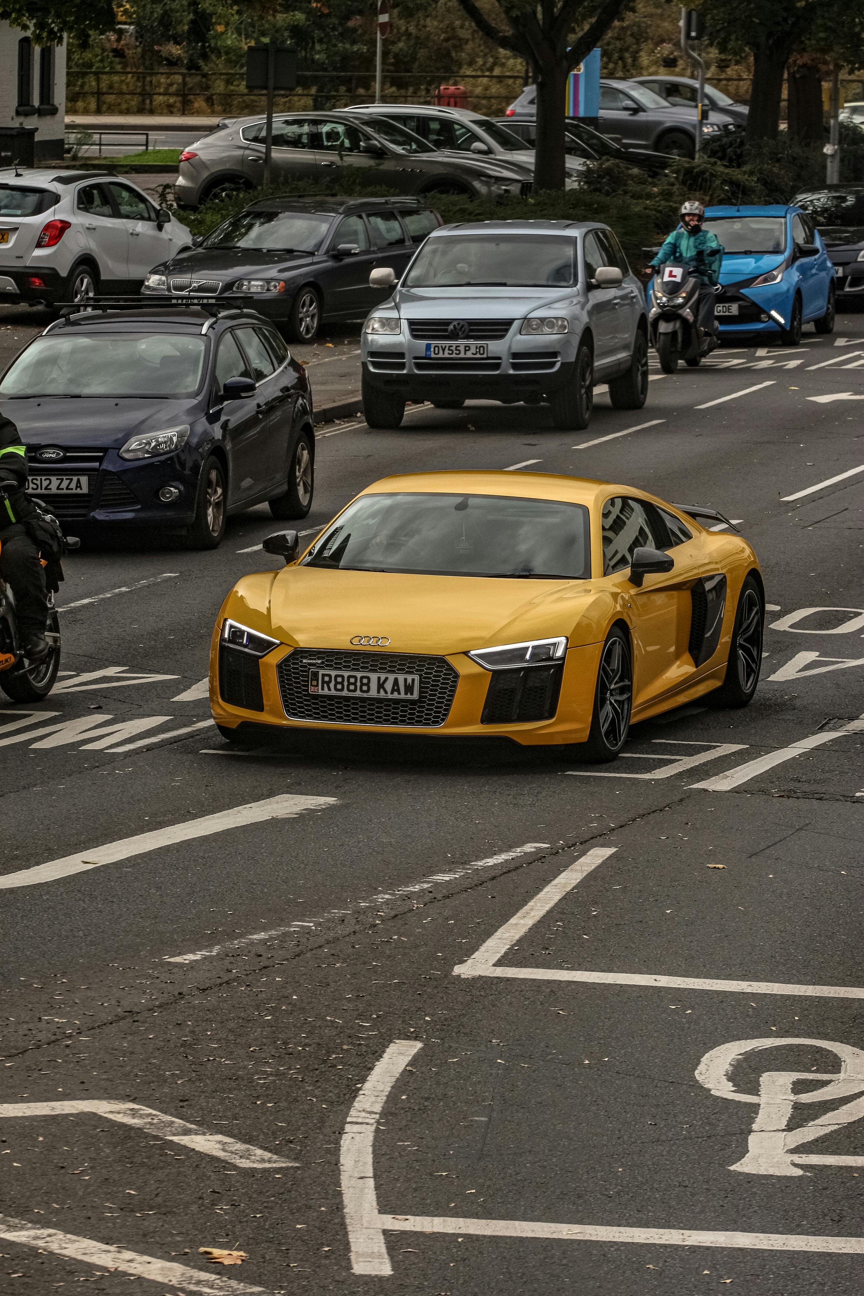 Yellow Audi r8 on Road · Free Stock Photo