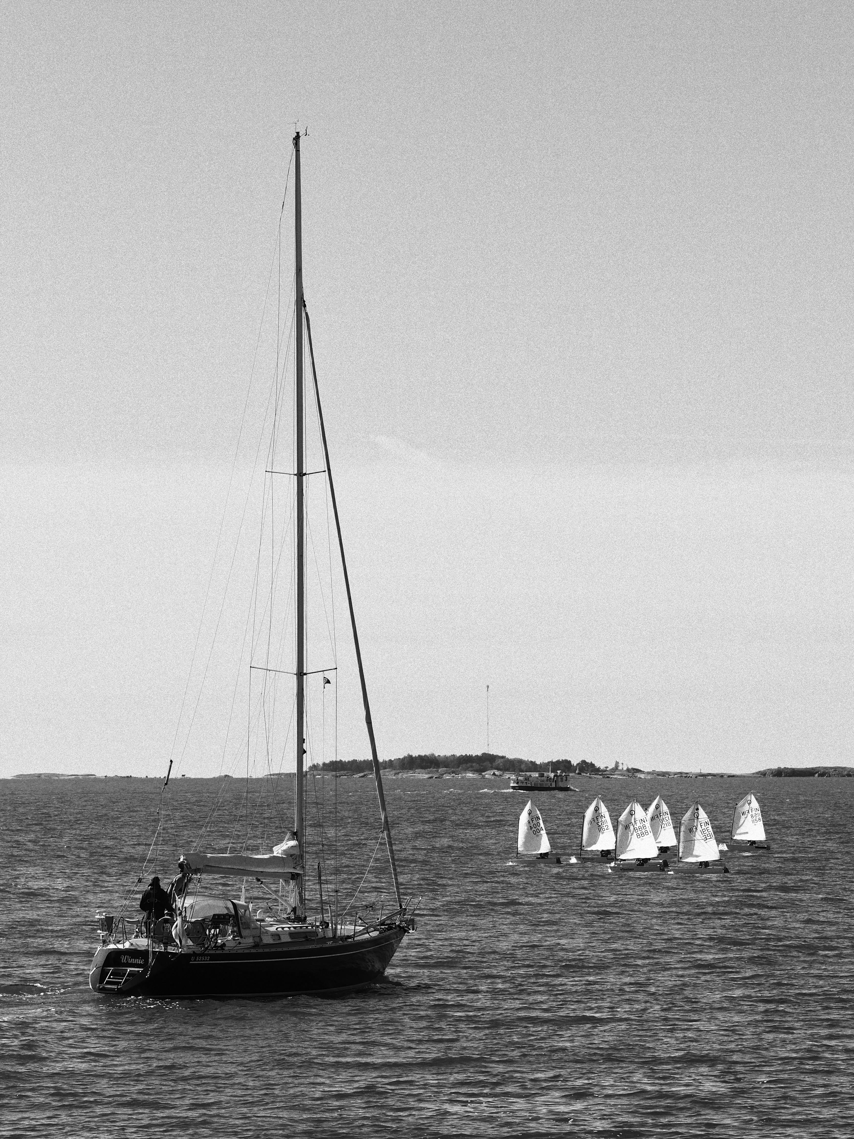Grayscale Photography of a Boat Near the Lake · Free Stock Photo