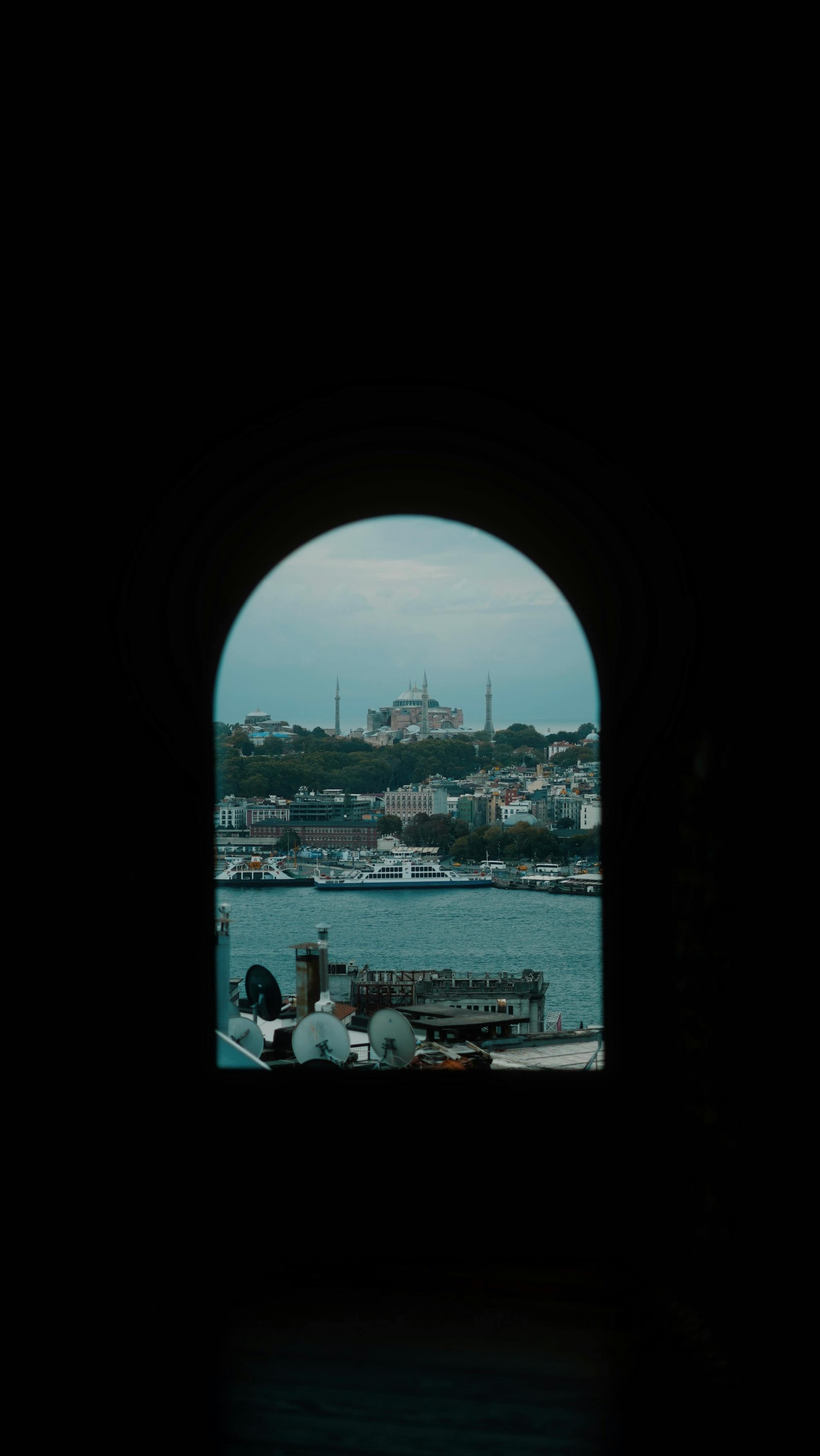 Istanbul behind Window Opening in Darkness · Free Stock Photo