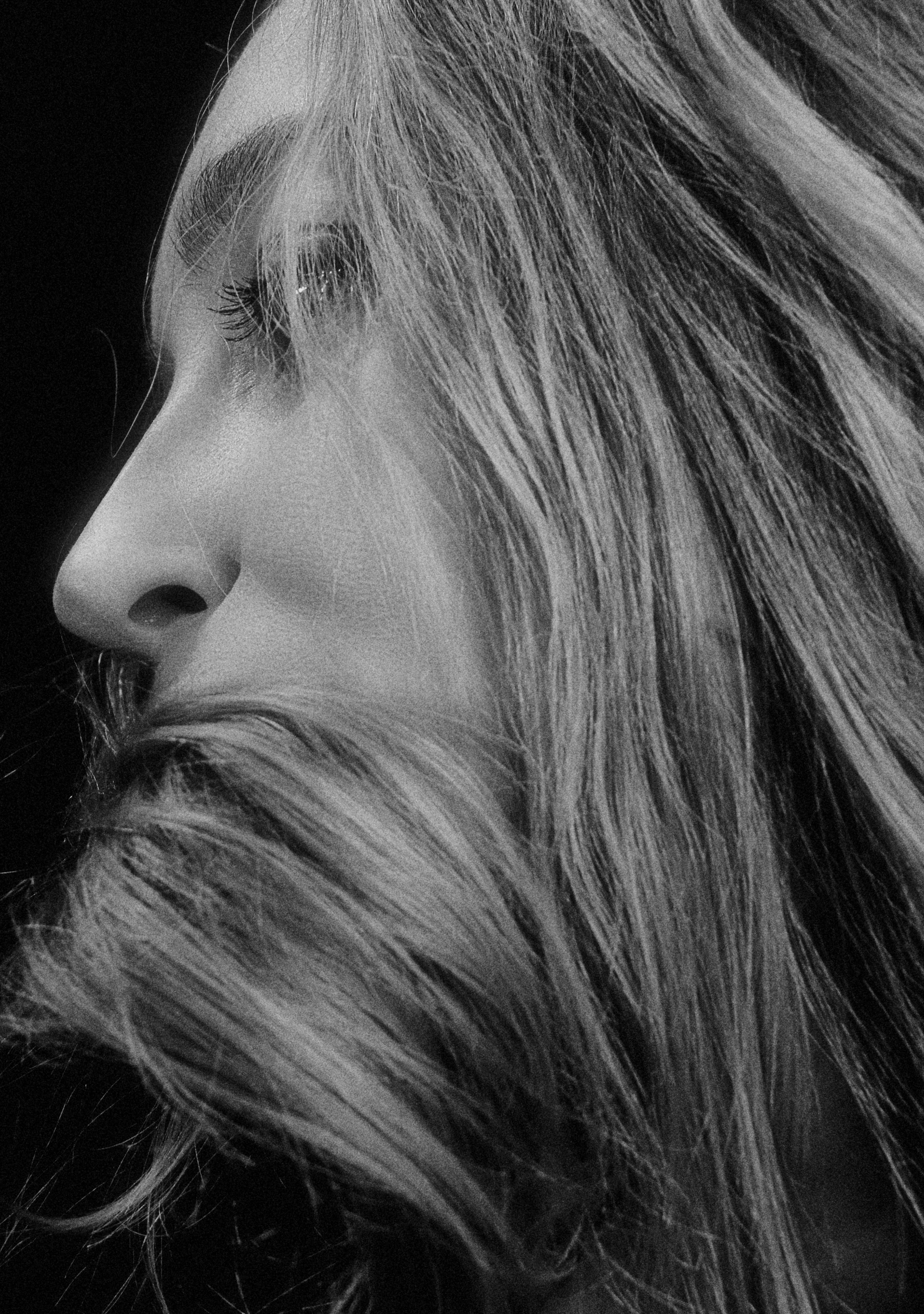 Woman's Face in Grayscale Photography · Free Stock Photo