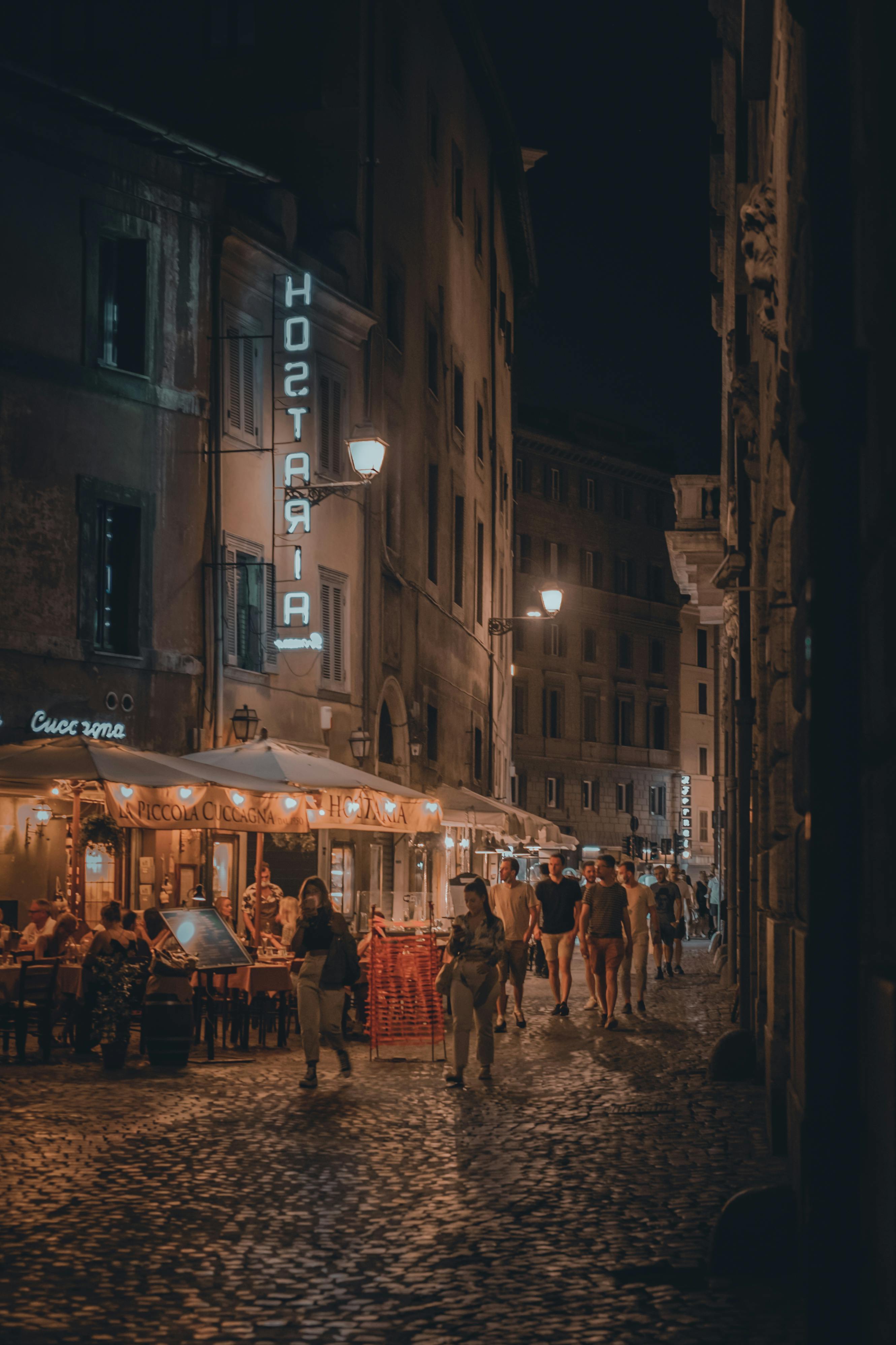 People Walking on Street during Night Time · Free Stock Photo