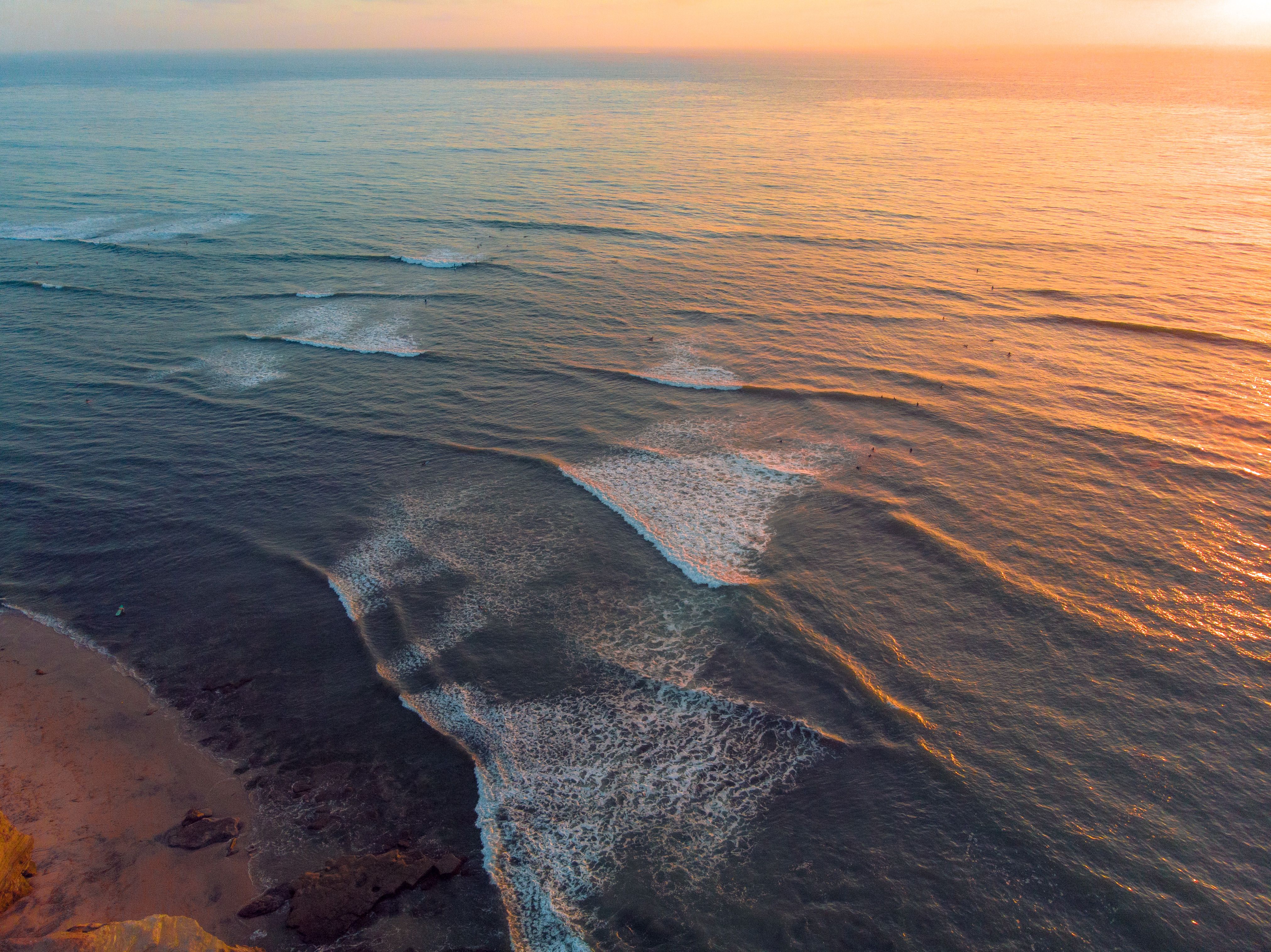 Aerial Photography of Ocean during Sunset · Free Stock Photo