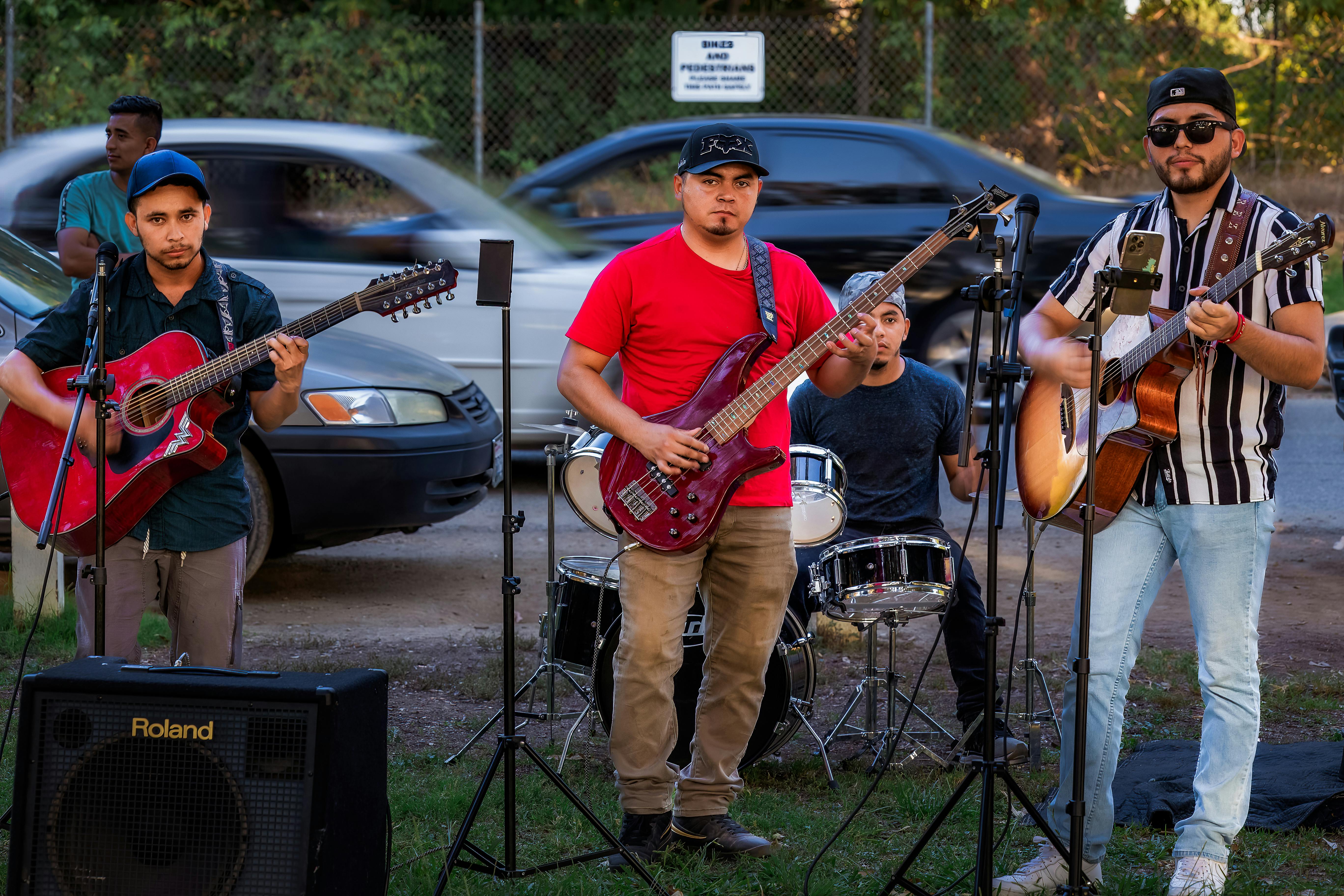 A Band Performing on the Roadside · Free Stock Photo