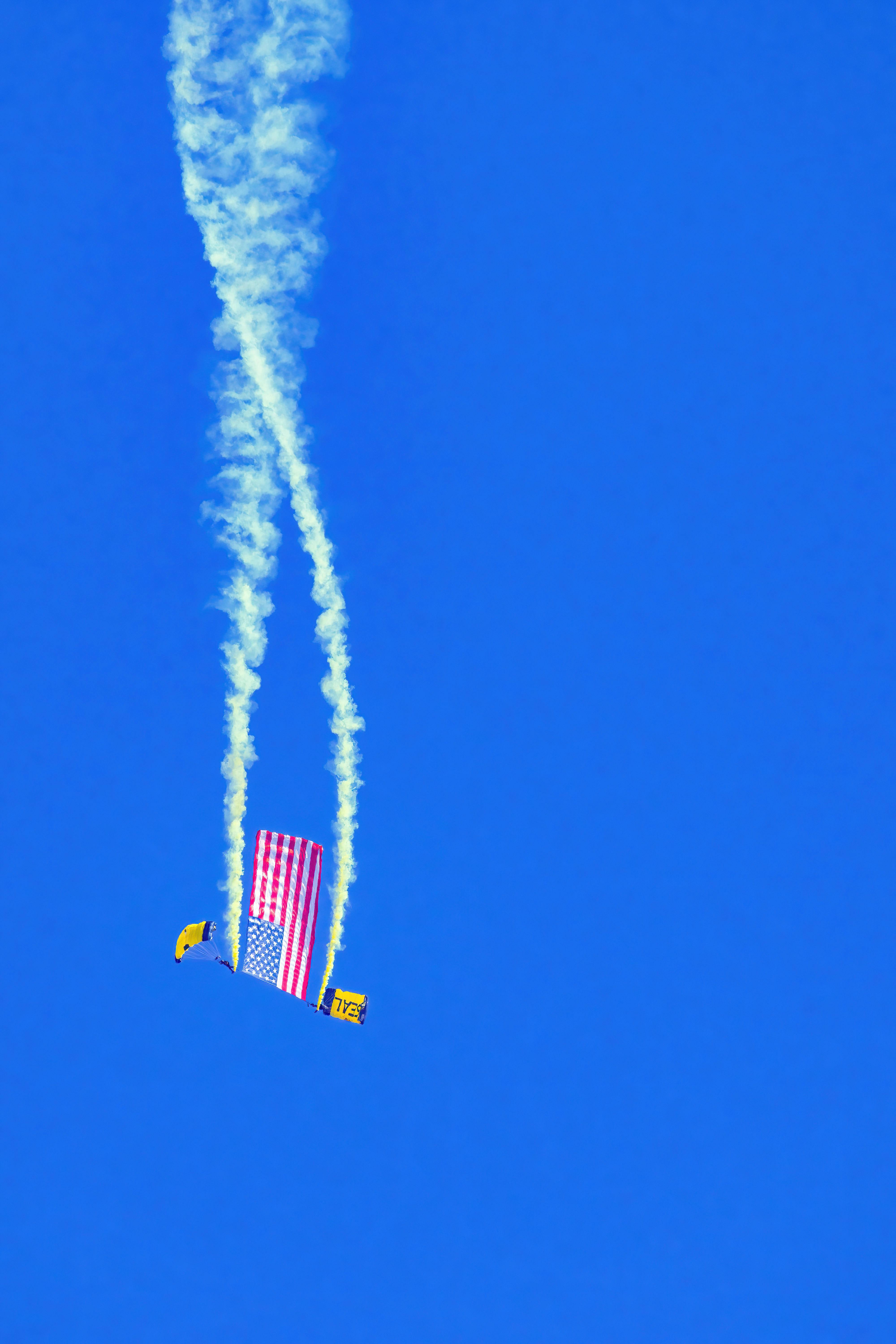 An American Flag Floating in Mid Air · Free Stock Photo