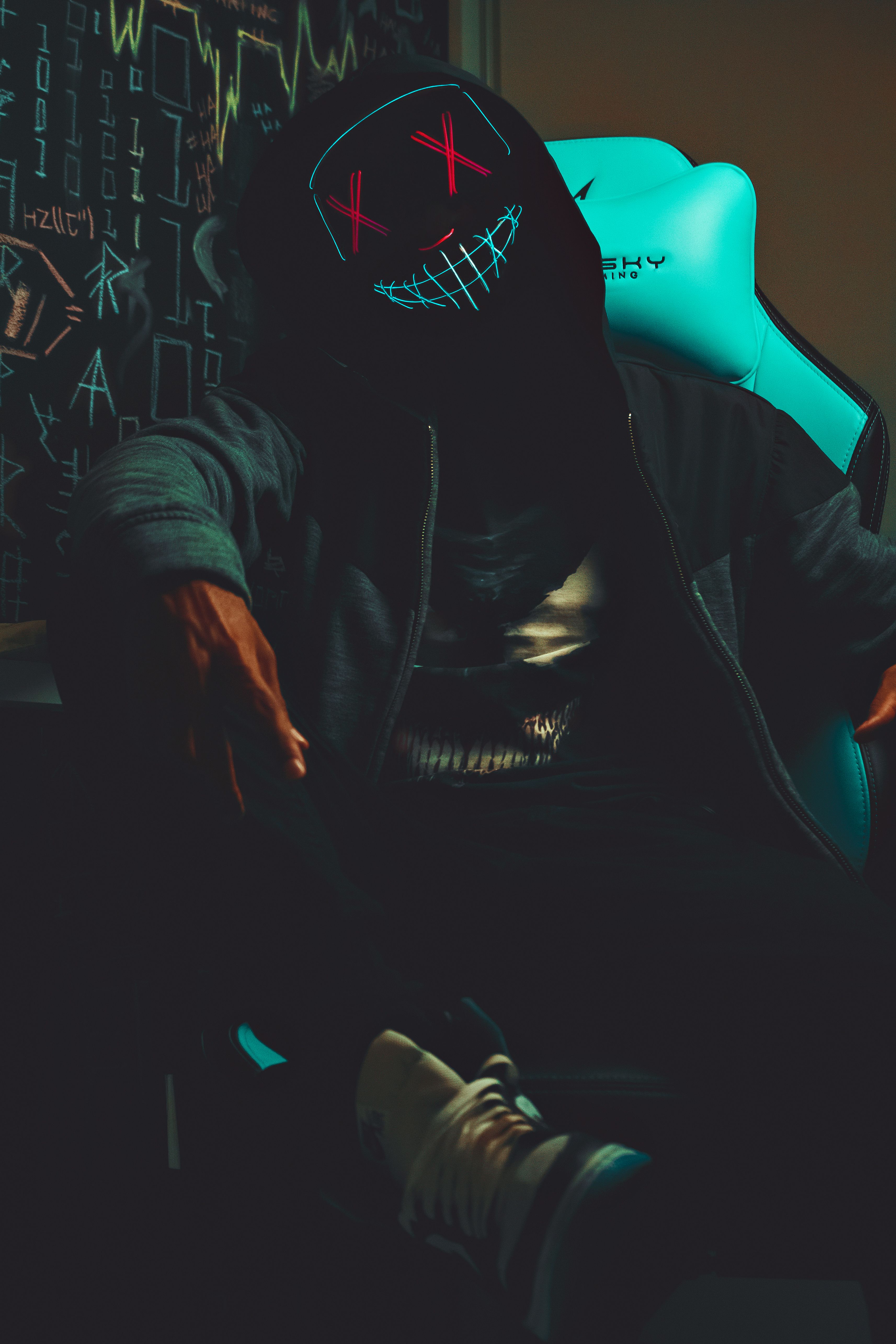Person Wearing Hood with Sewn Face · Free Stock Photo