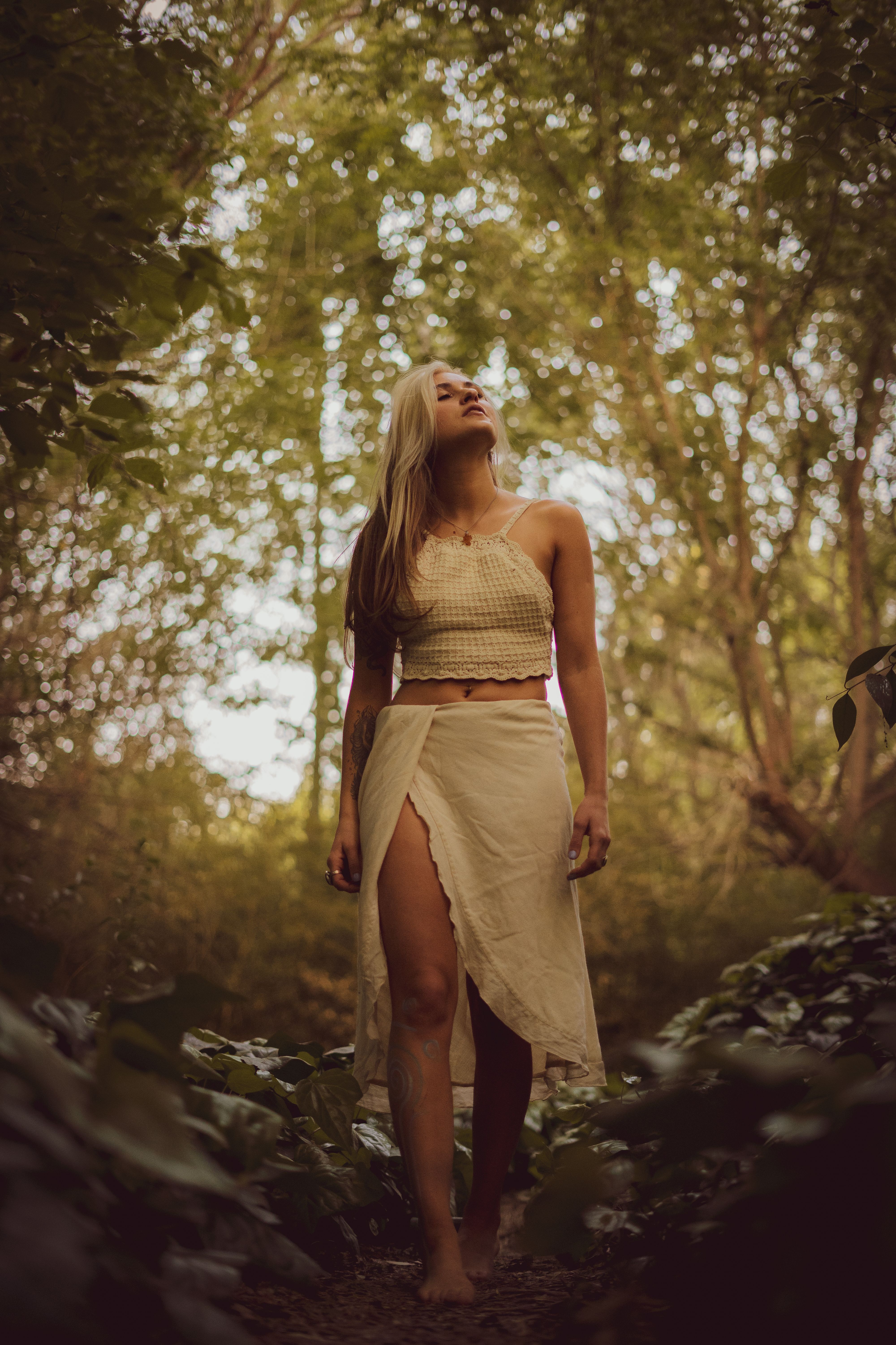 Barefoot Woman Walking in Summer Forest · Free Stock Photo