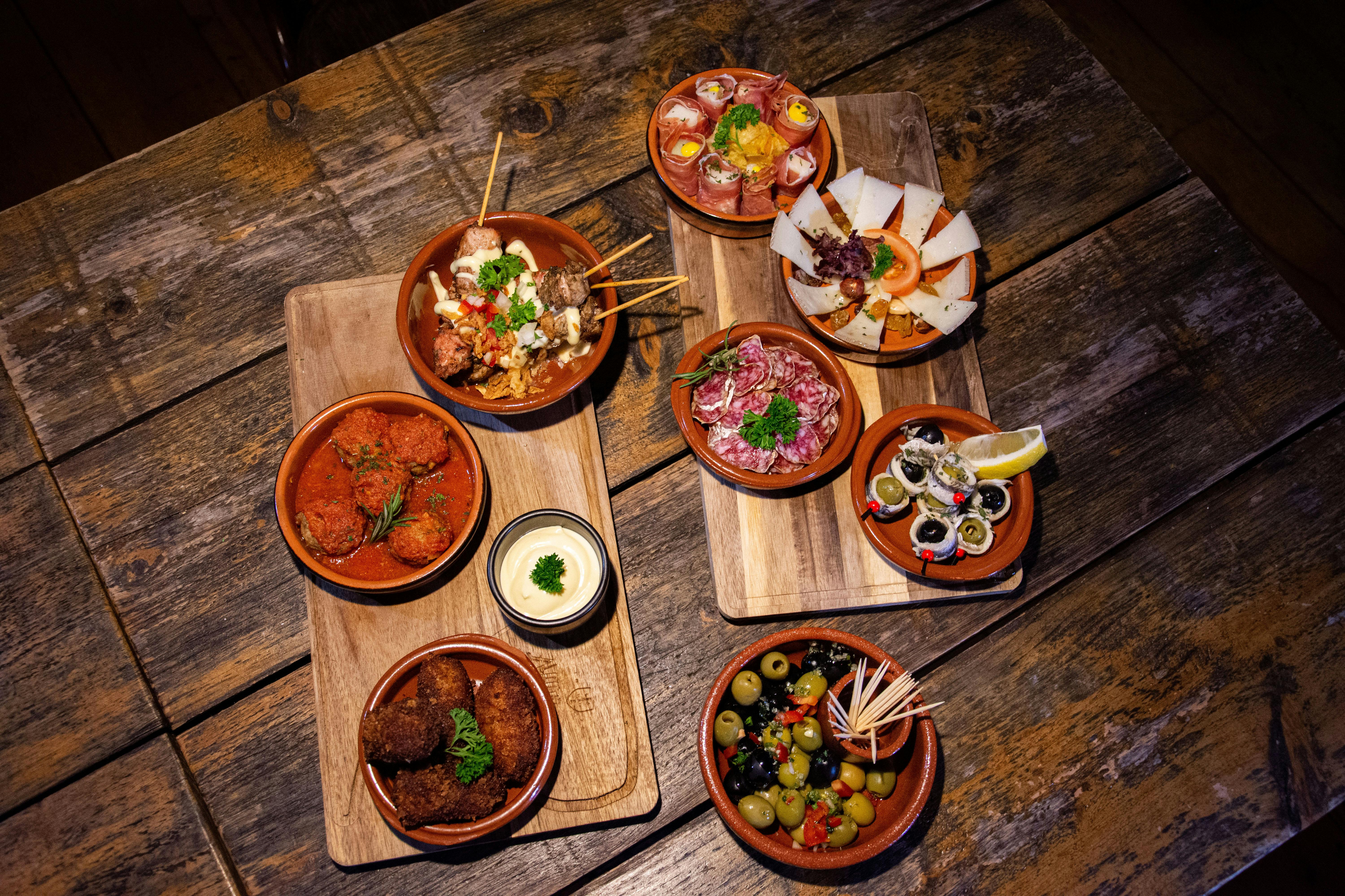 Top View of a Meal on a Wooden Table · Free Stock Photo