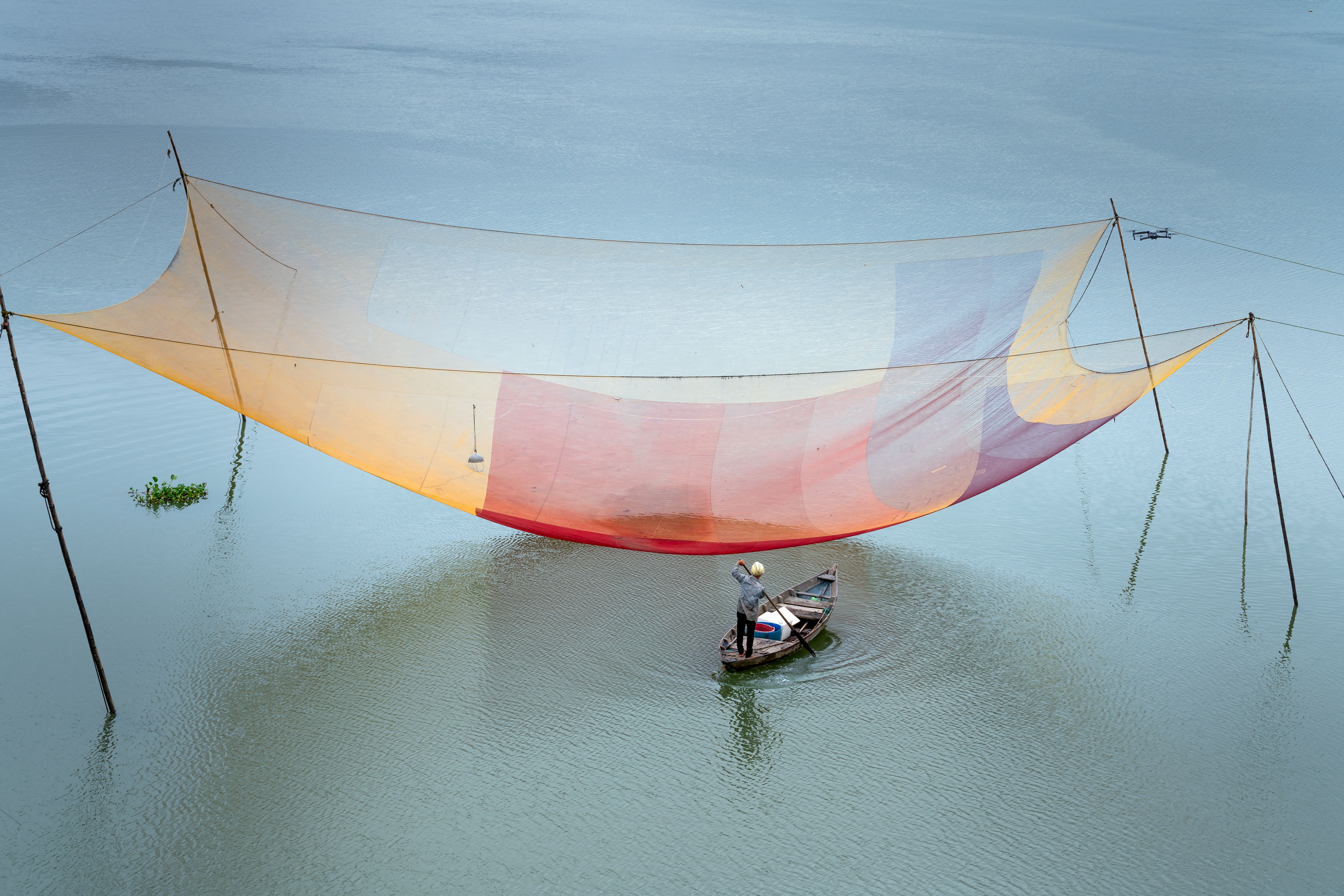High Angle View of a Fishing Net on a Lake · Free Stock Photo