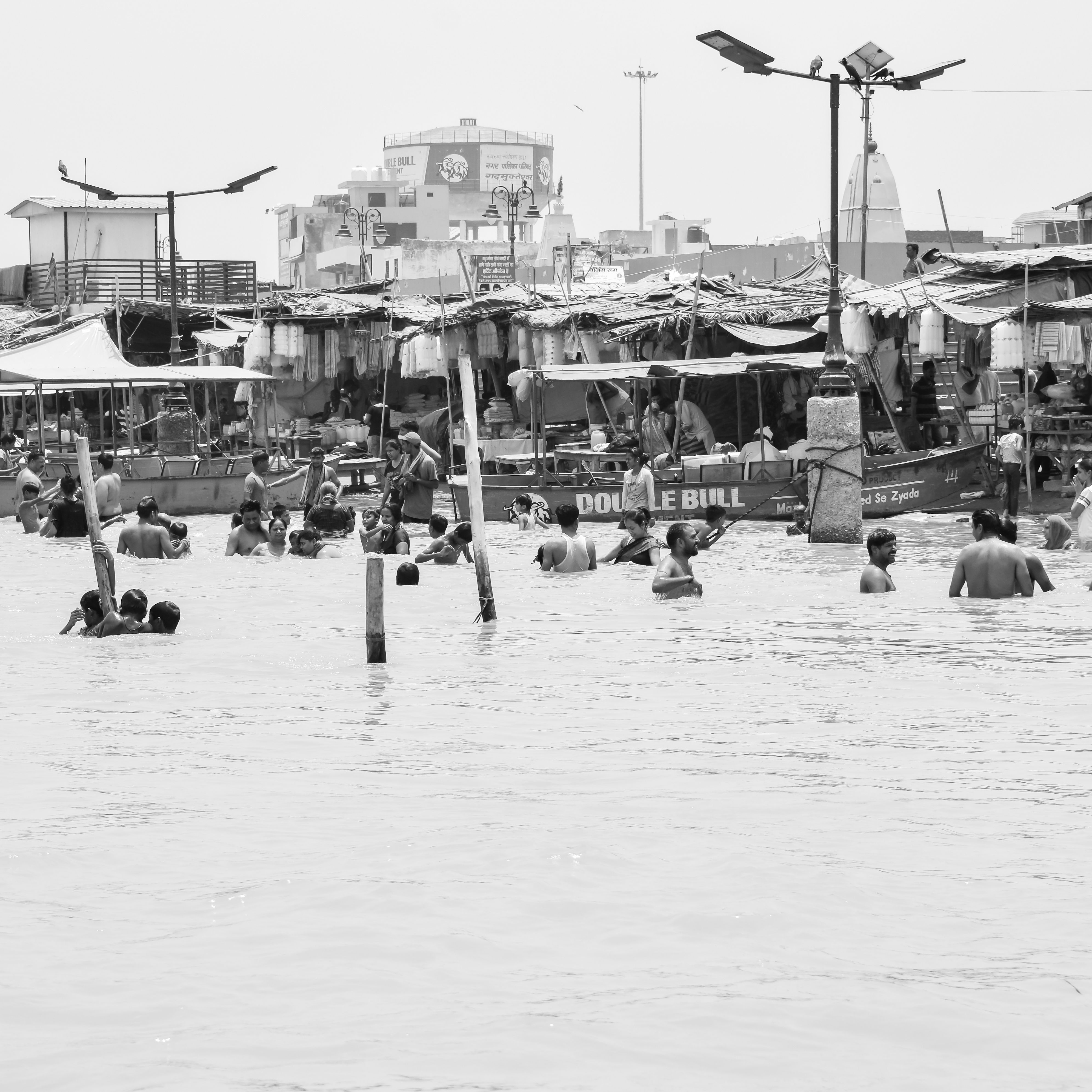 Grayscale Photography of People Swimming Together on a River · Free ...