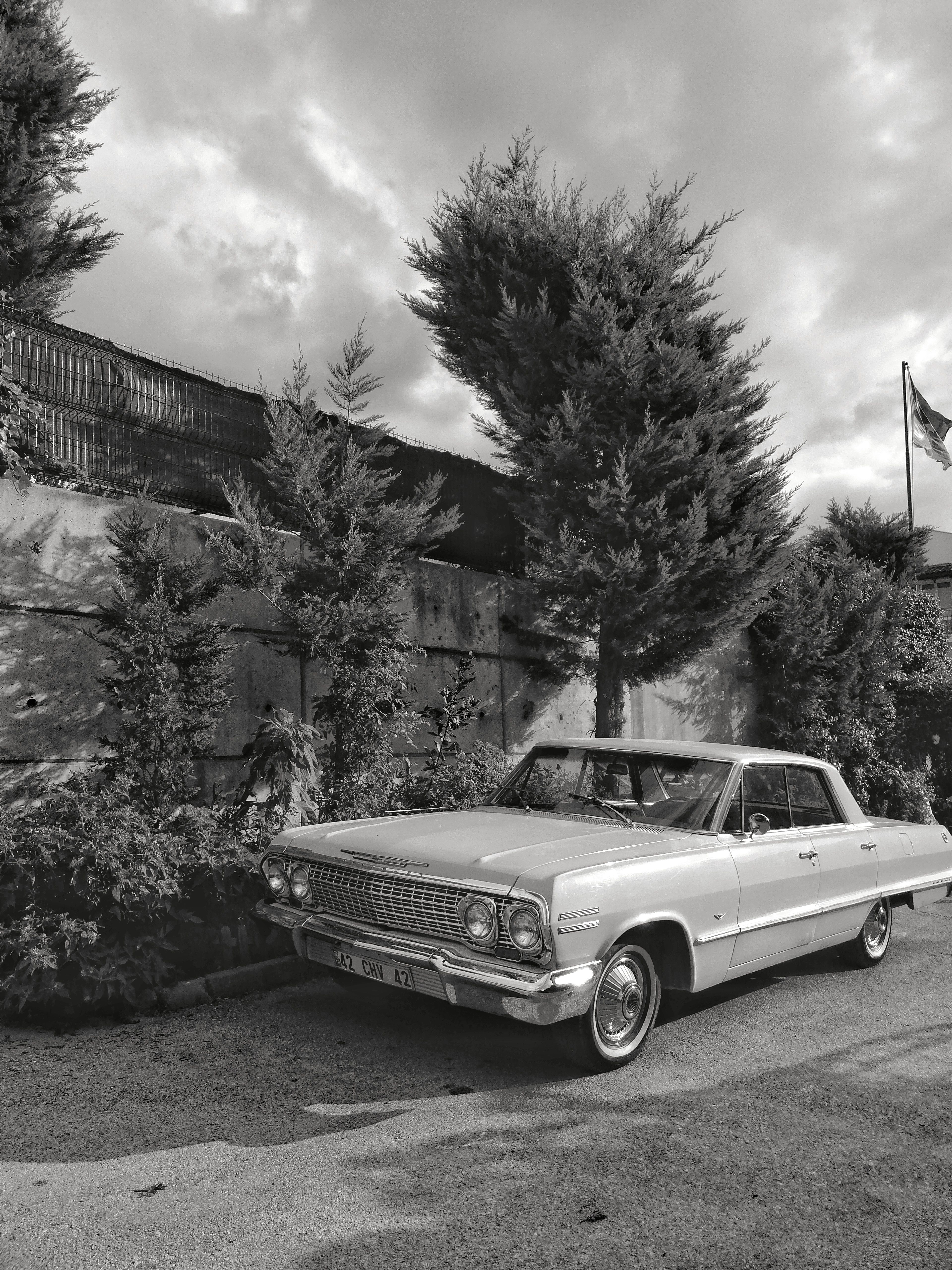 Monochrome Photo of Classic Car · Free Stock Photo