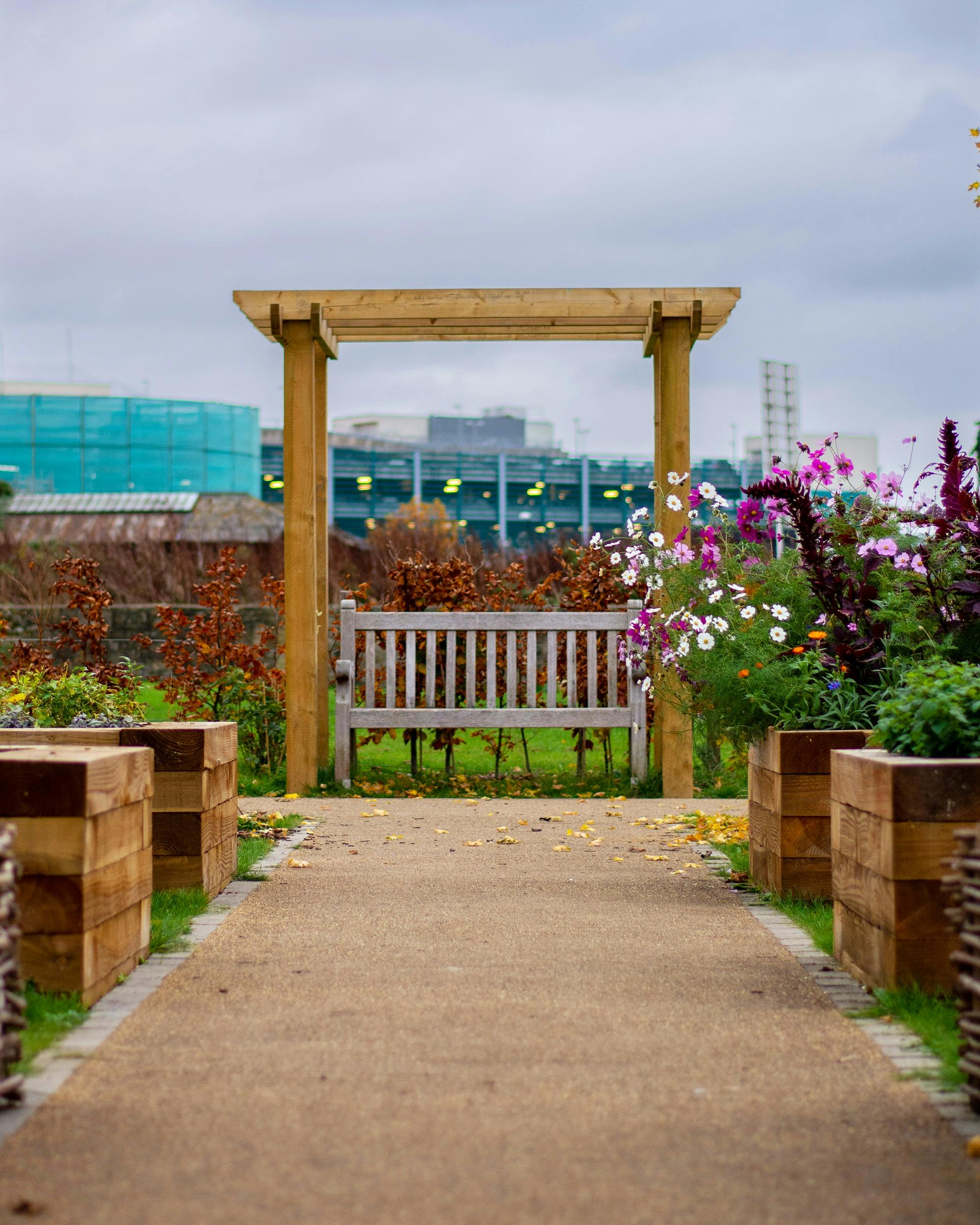Black Metal Framed Brown Wooden Bench on Park · Free Stock Photo