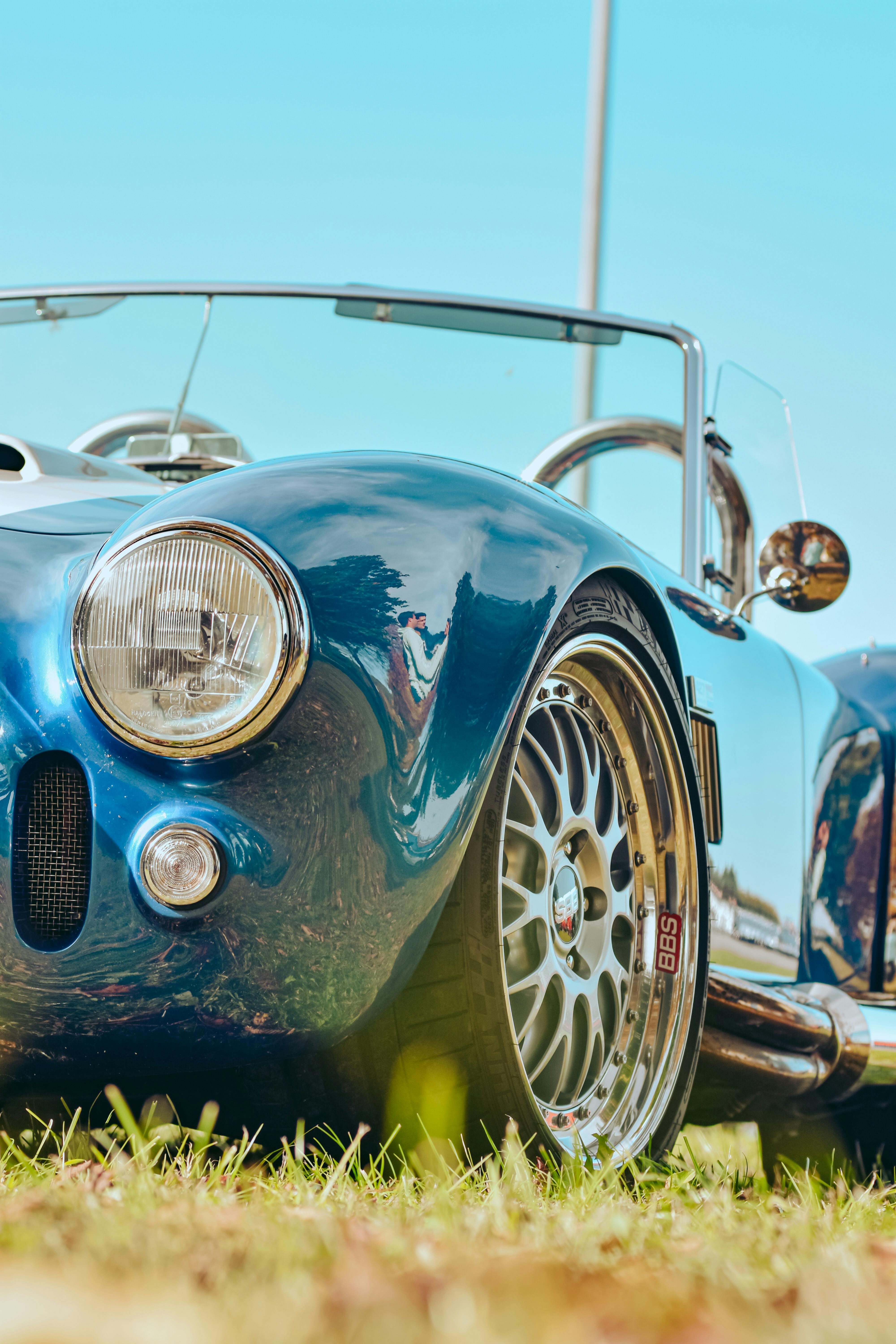 Blue and Silver Vintage Car · Free Stock Photo