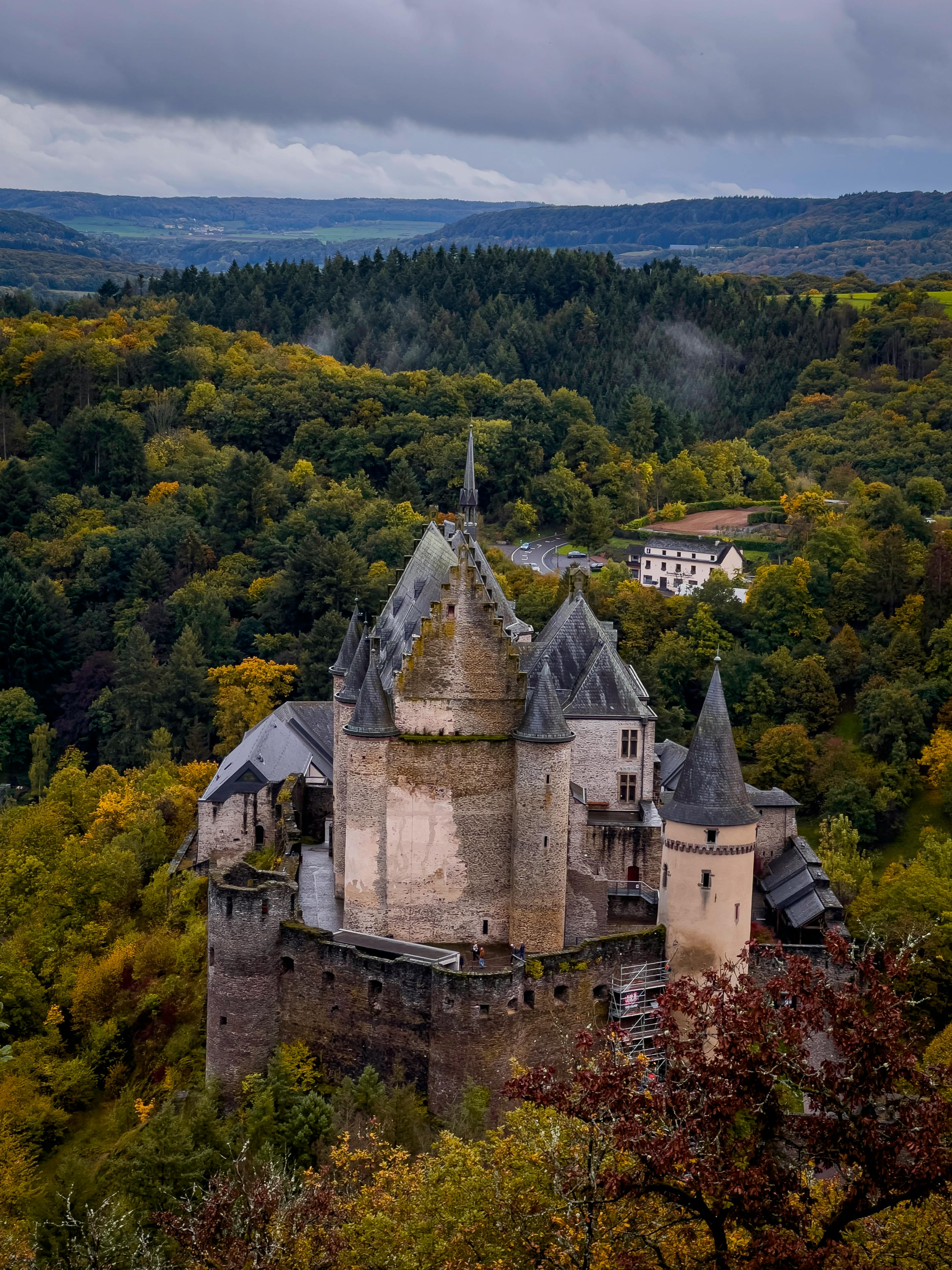 An Aerial Photography of a Castle Surrounded with Green Trees · Free ...