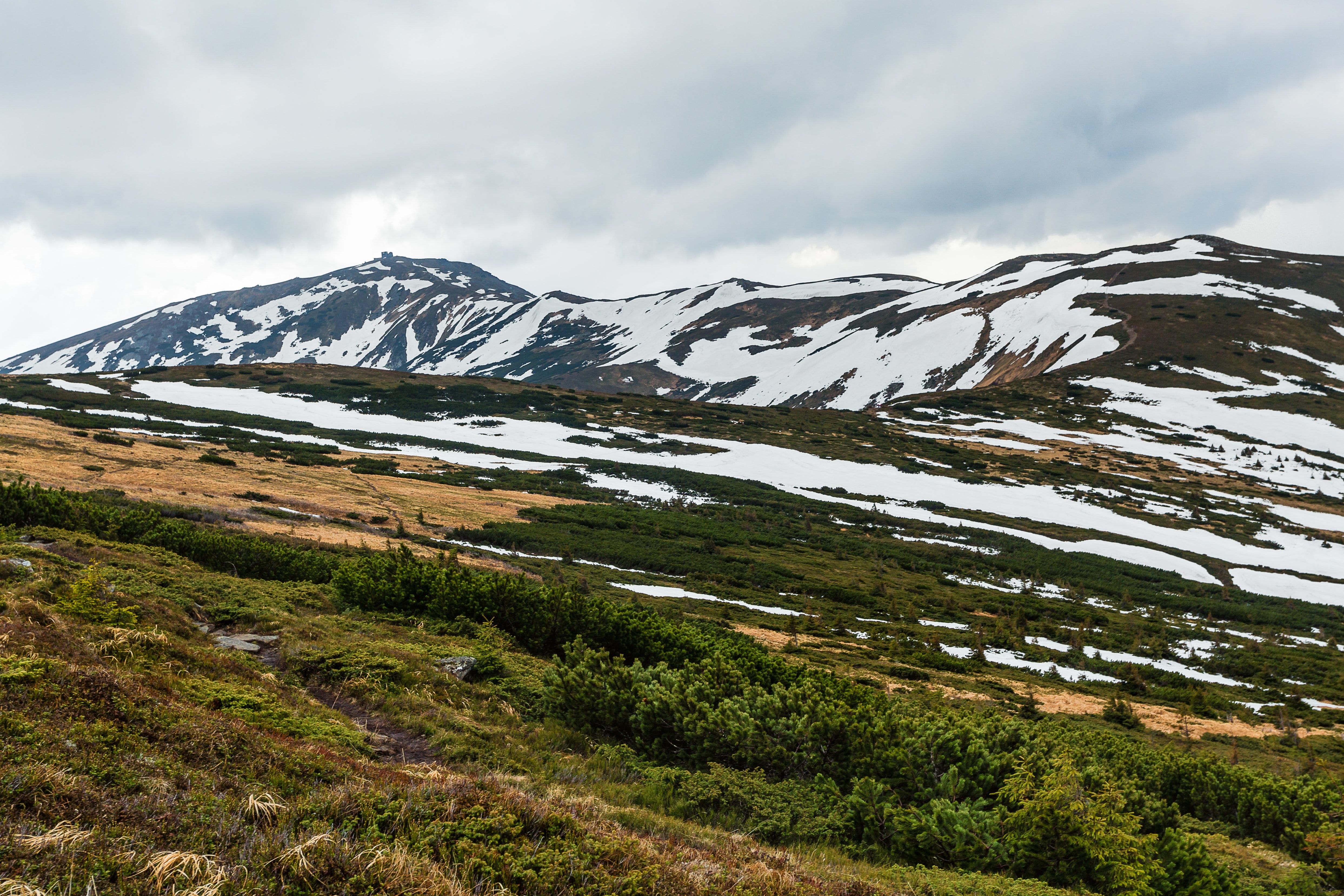 Snow Covered Mountain Under Cloudy Sky · Free Stock Photo