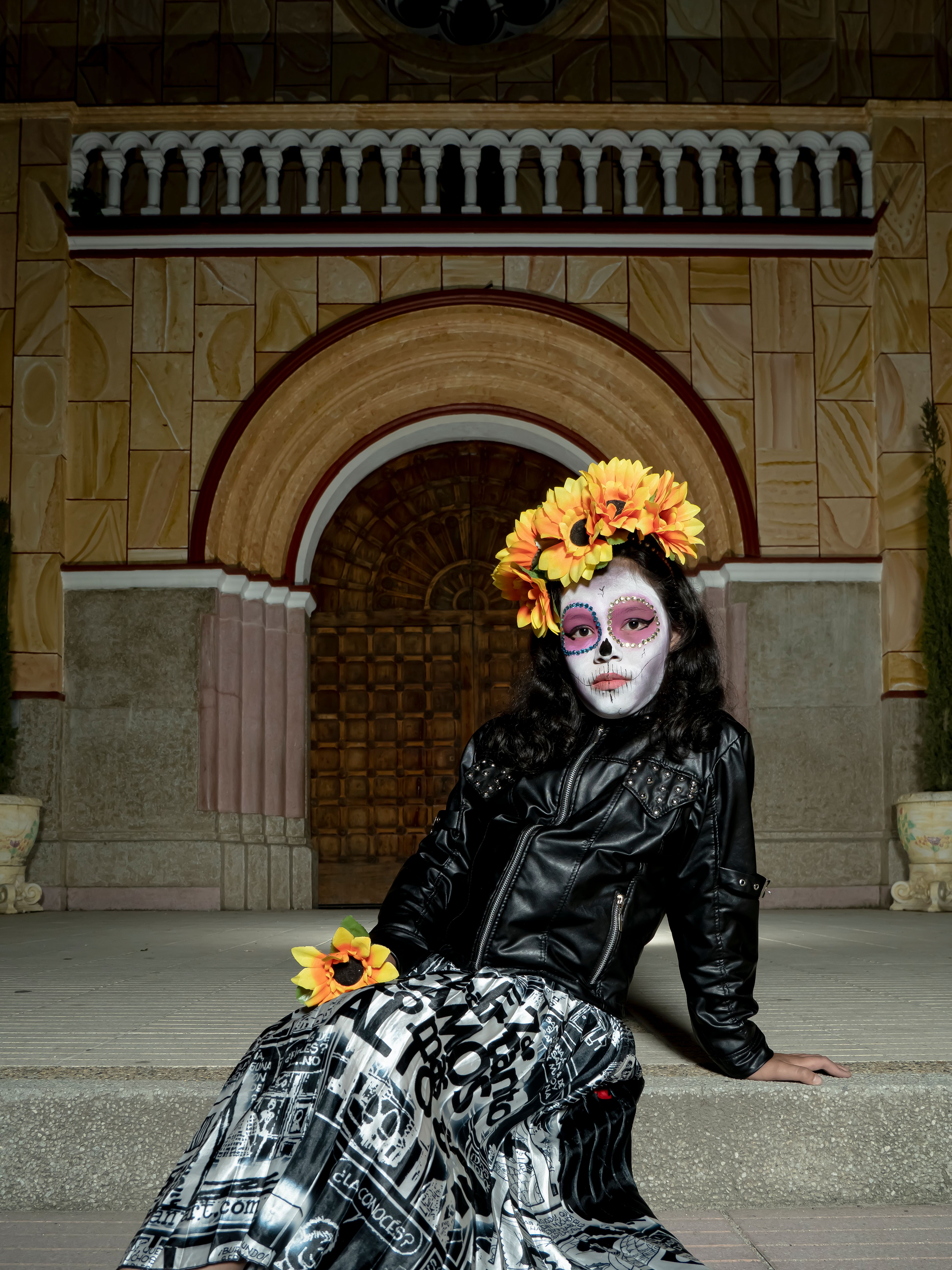 A Woman in a Spooky Costume Sitting on the Steps · Free Stock Photo