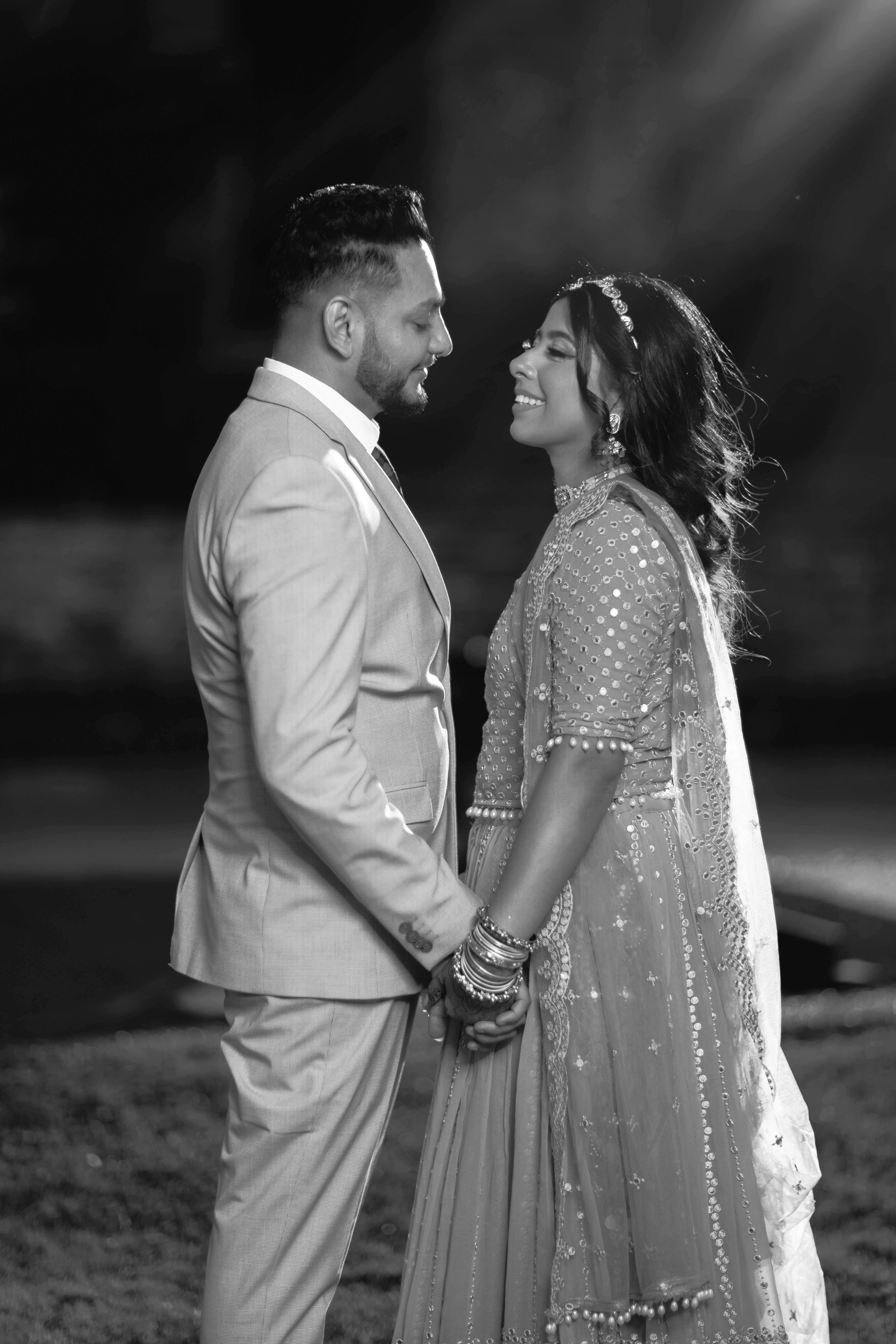 Grayscale Photo of Couple Facing Each Other · Free Stock Photo
