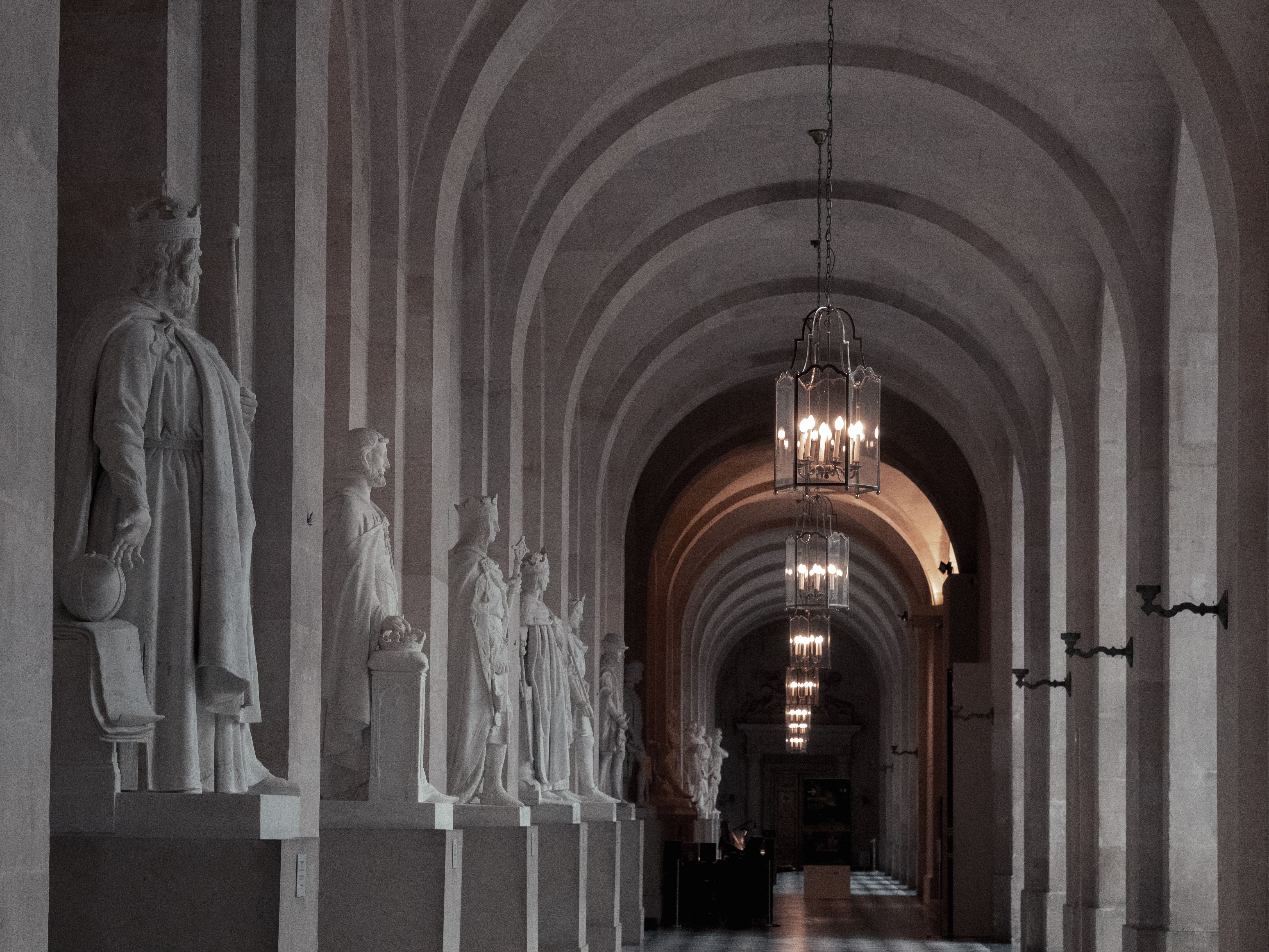 Statues in a Vaulted Gallery at Palace of Versailles, France · Free ...