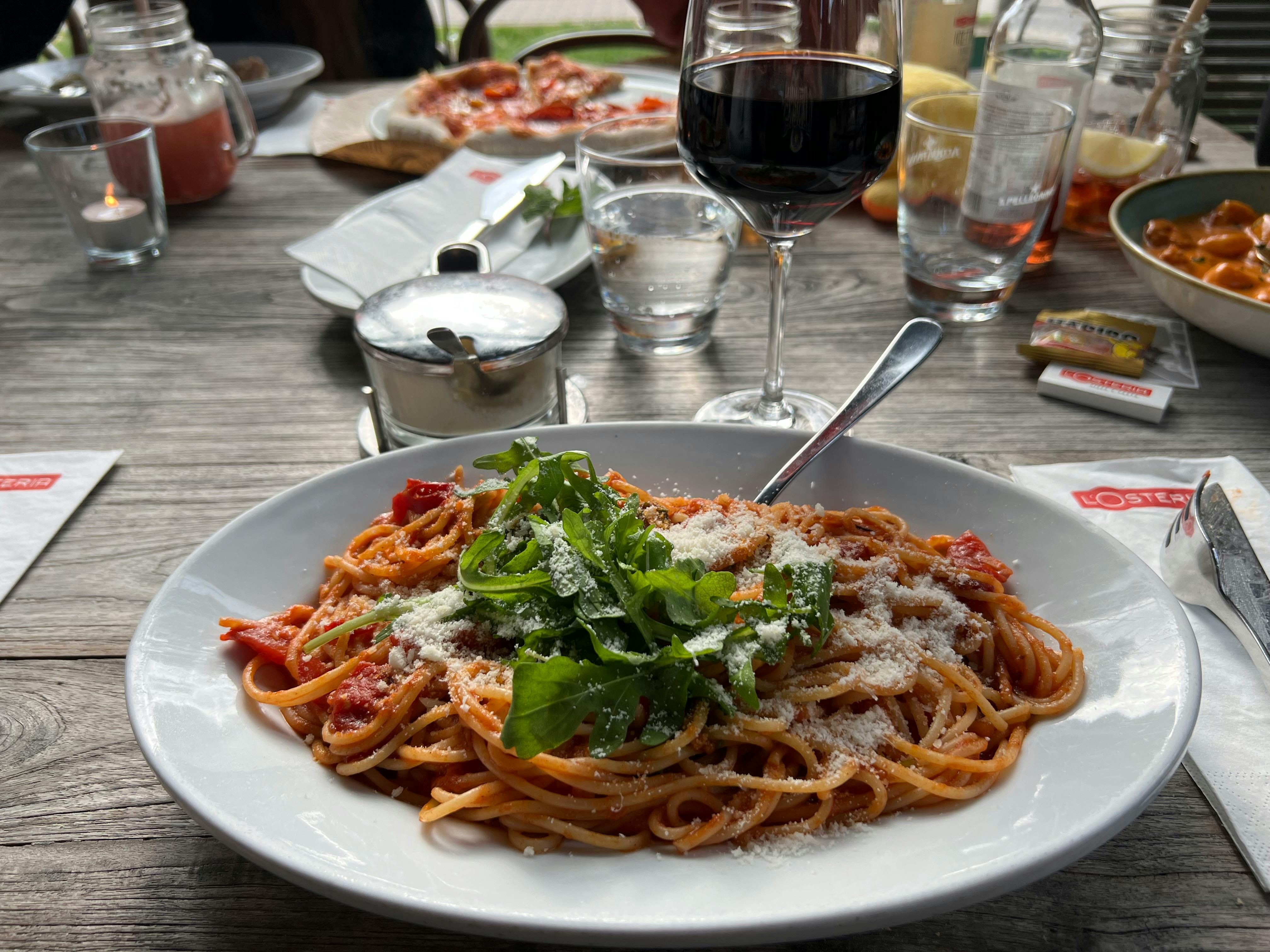 Spaghetti with Pesto Served in White Bowl · Free Stock Photo