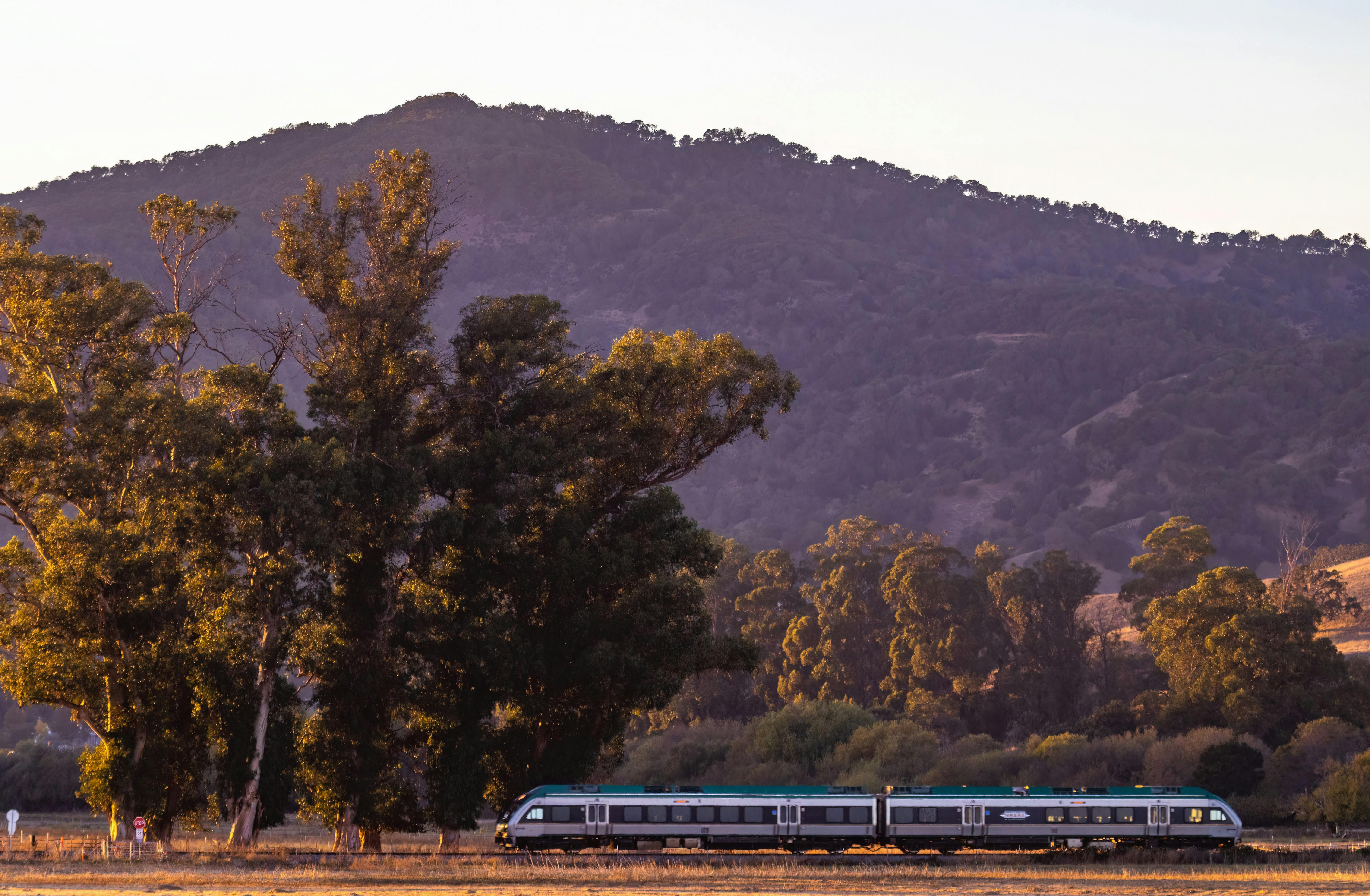 Train Riding through a Scenic Mountain Area · Free Stock Photo