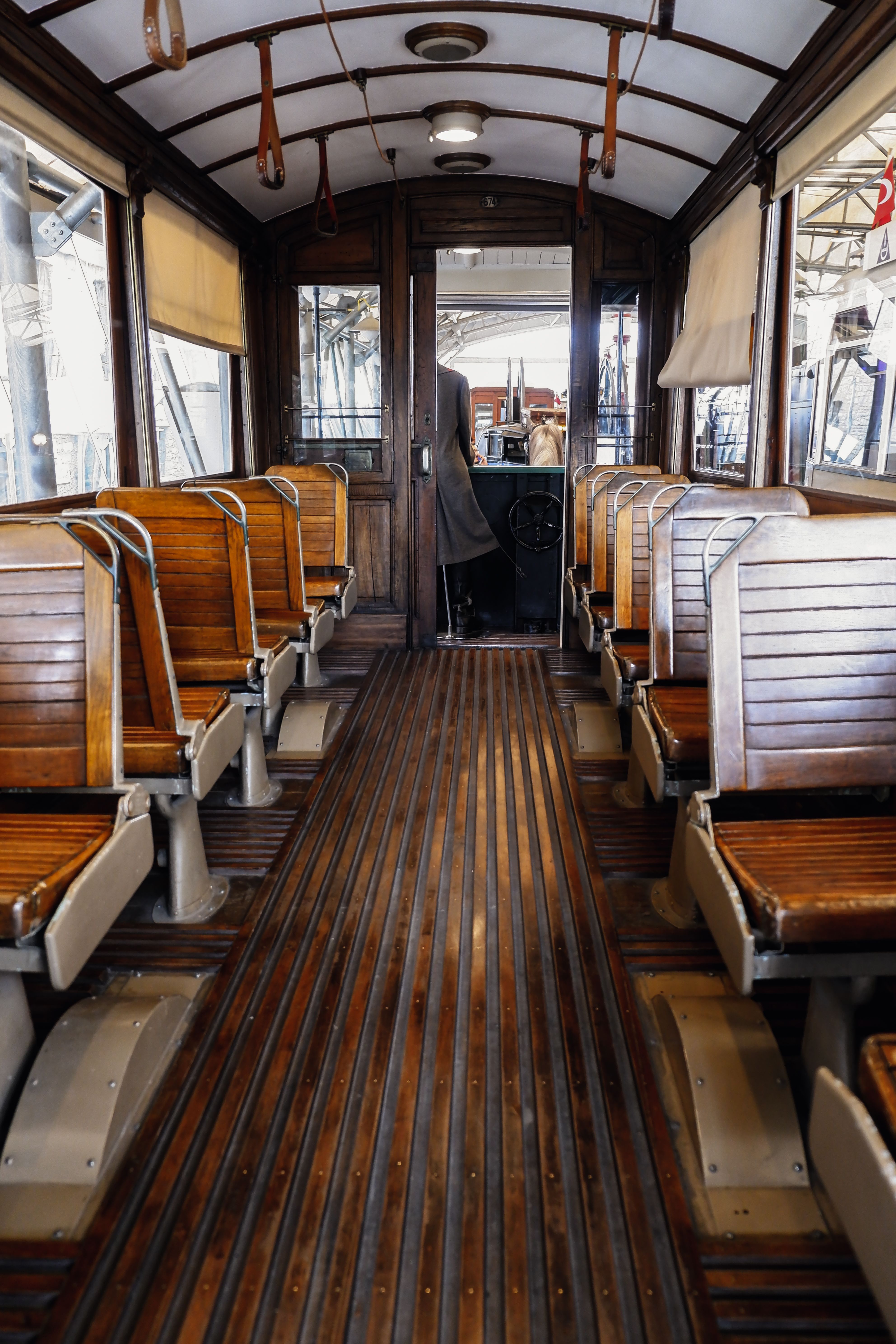 Red and White Chairs and Tables inside the Bus · Free Stock Photo