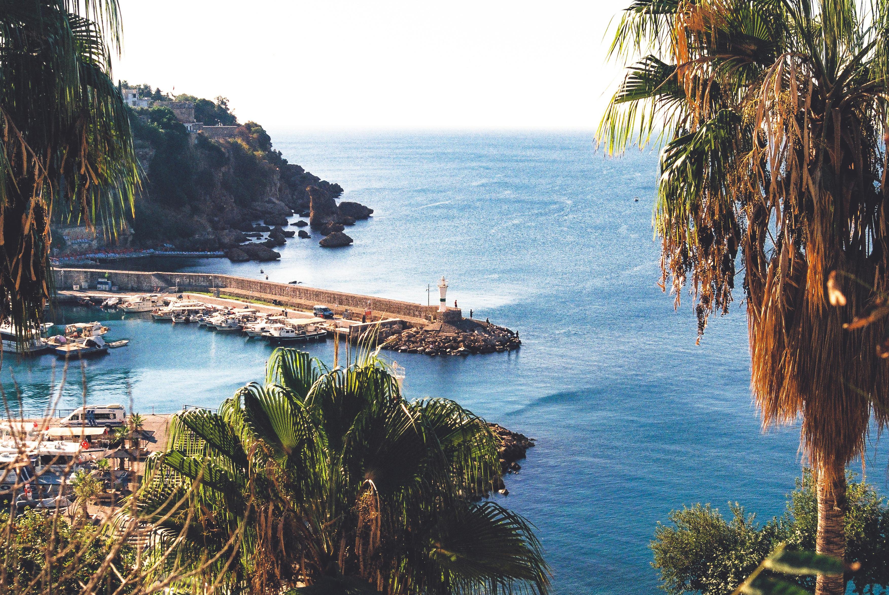 Seacoast with a View of a Harbor · Free Stock Photo
