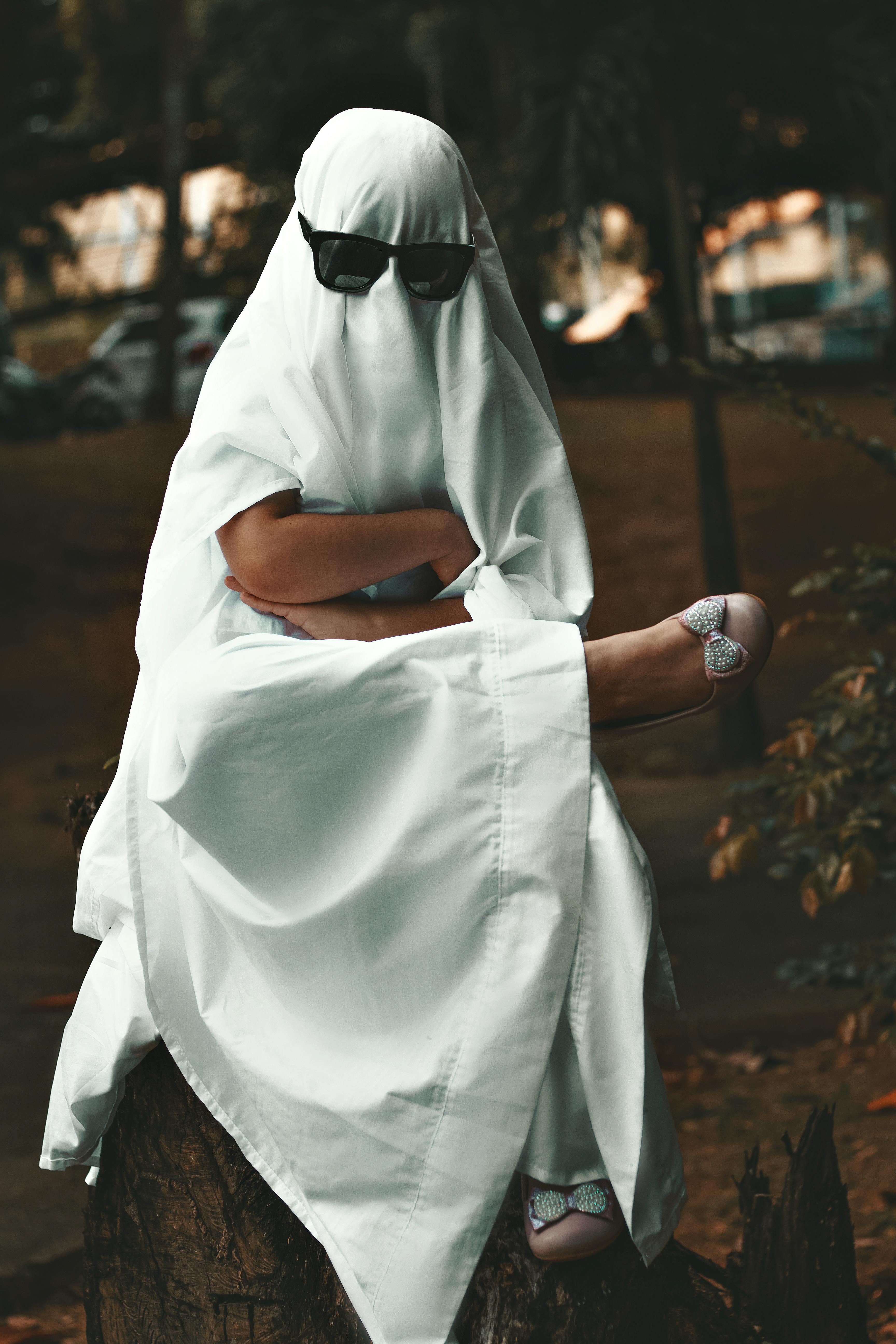 Person in White Fabric as Ghost with Sunglasses · Free Stock Photo
