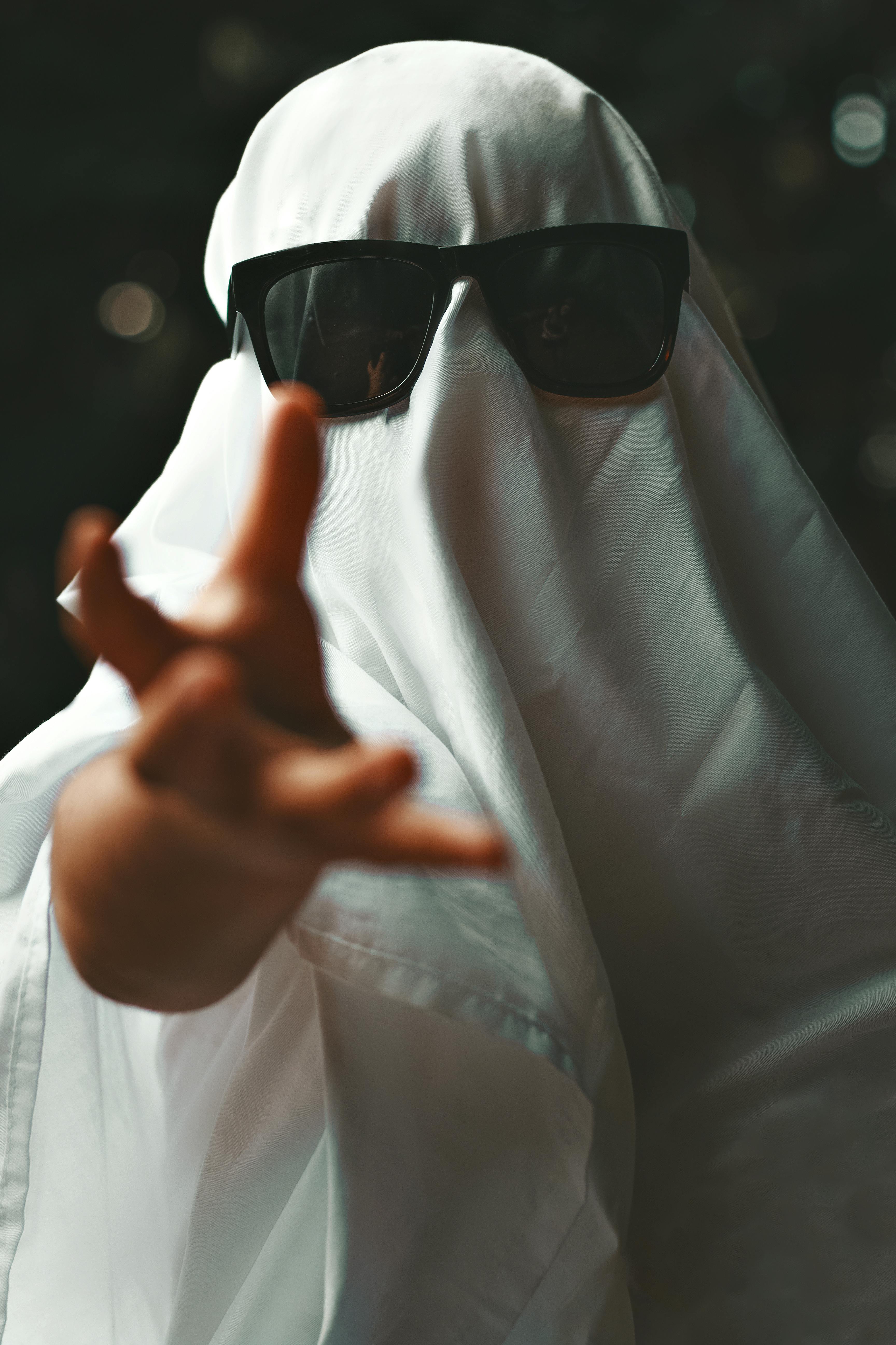 Person in White Fabric as Ghost with Sunglasses · Free Stock Photo