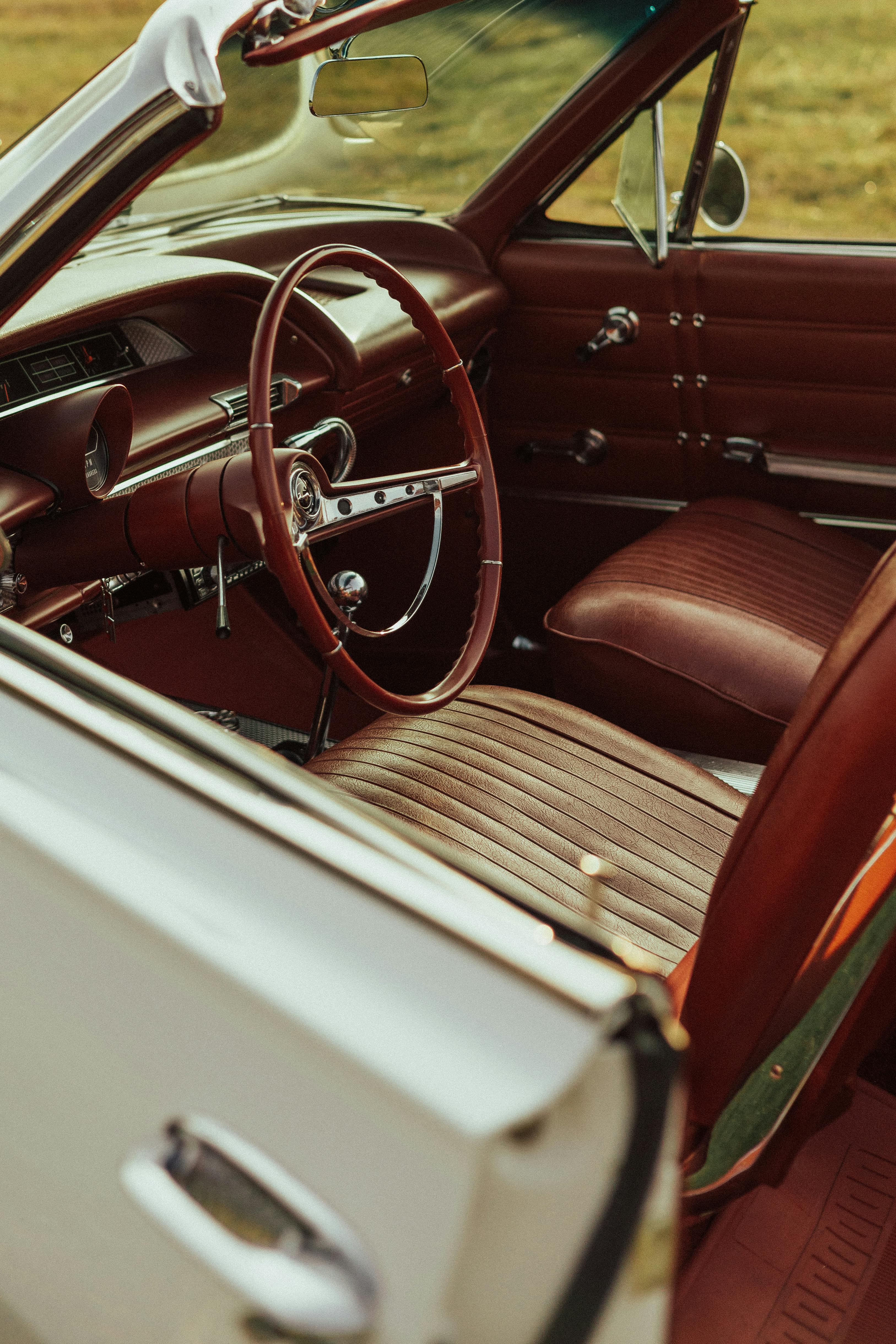 Interior of a Vintage Convertible Car · Free Stock Photo