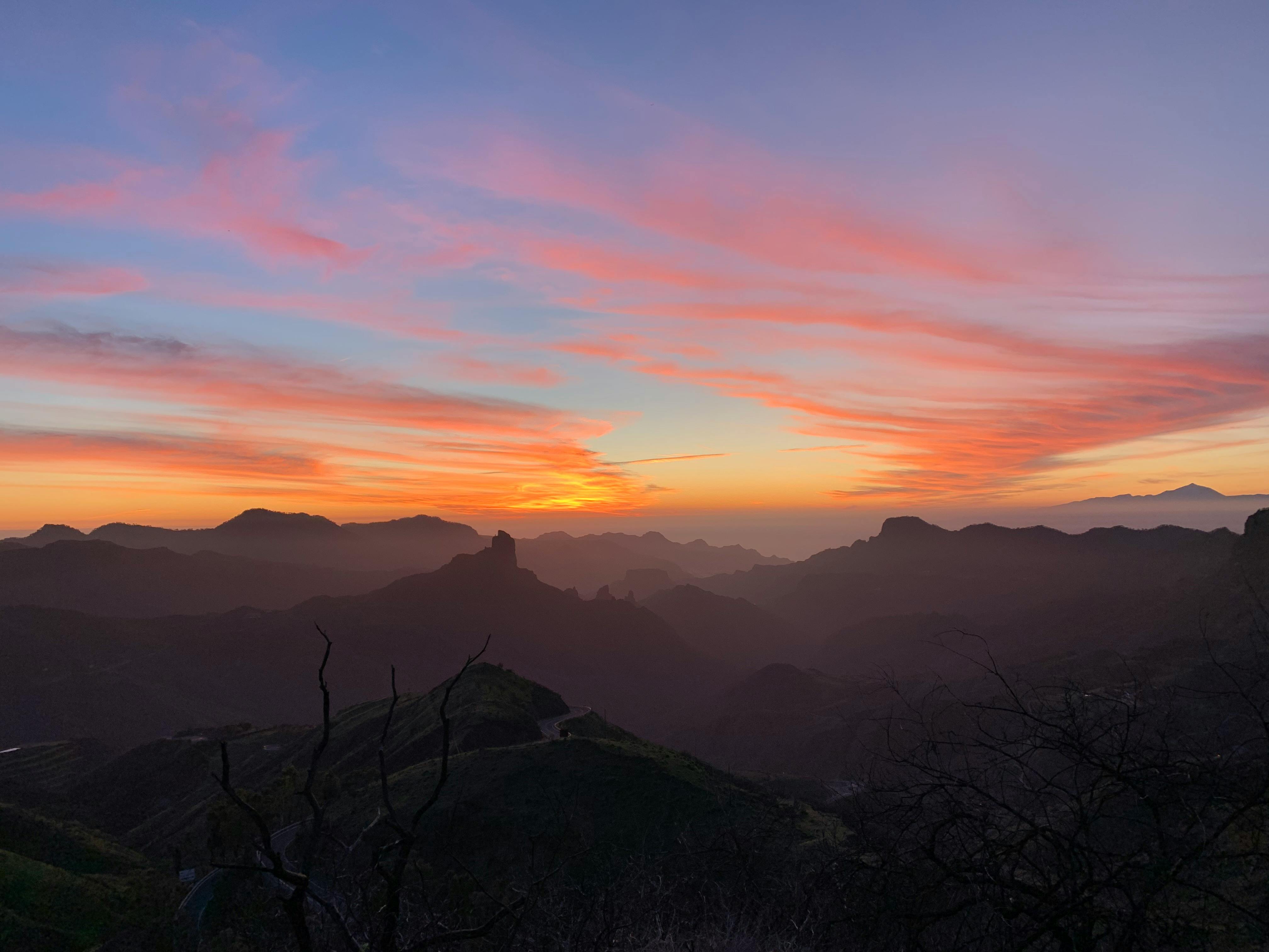 Silhouette of Mountain During Sunset · Free Stock Photo