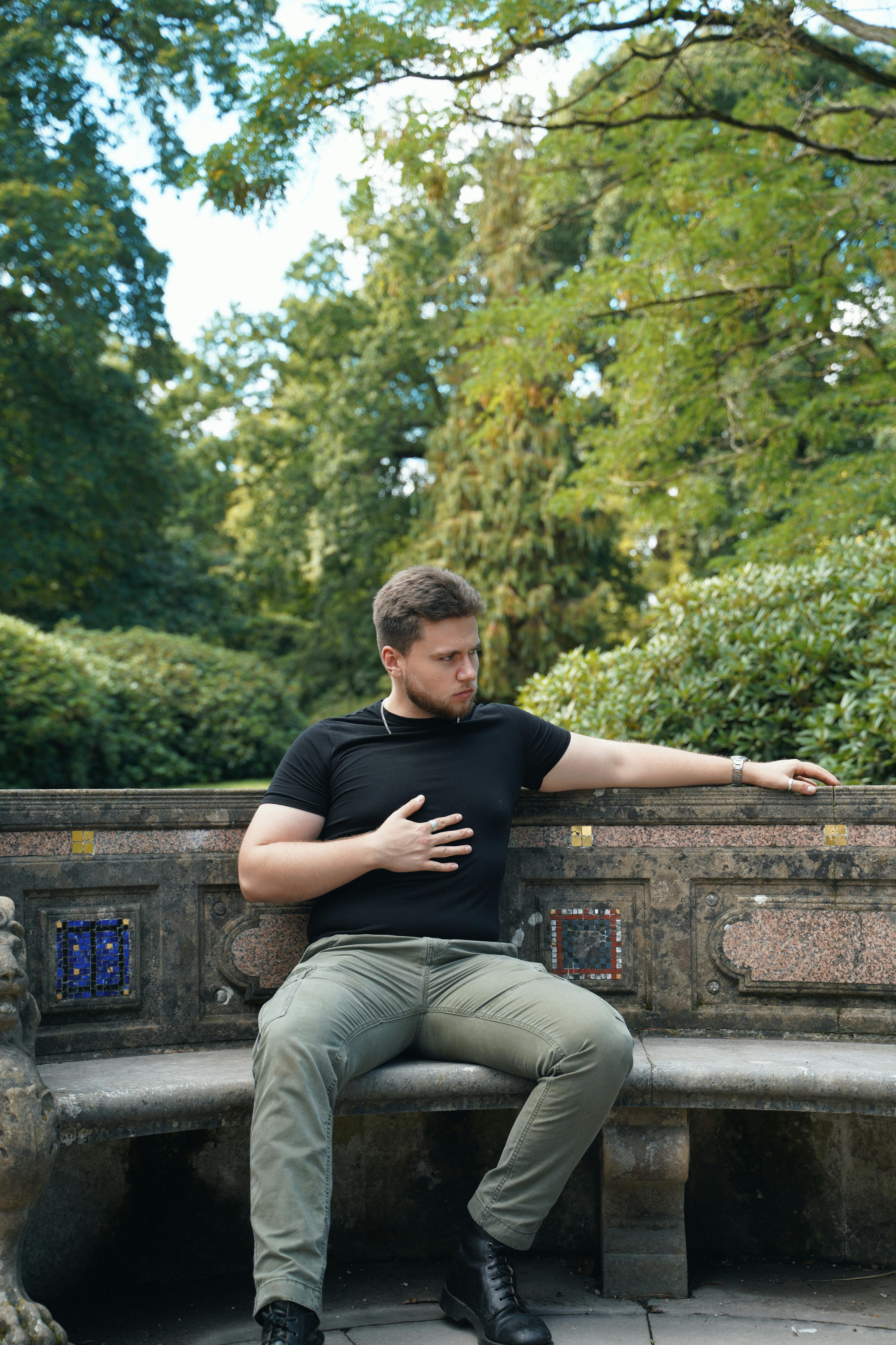 Man on Bench in Park · Free Stock Photo