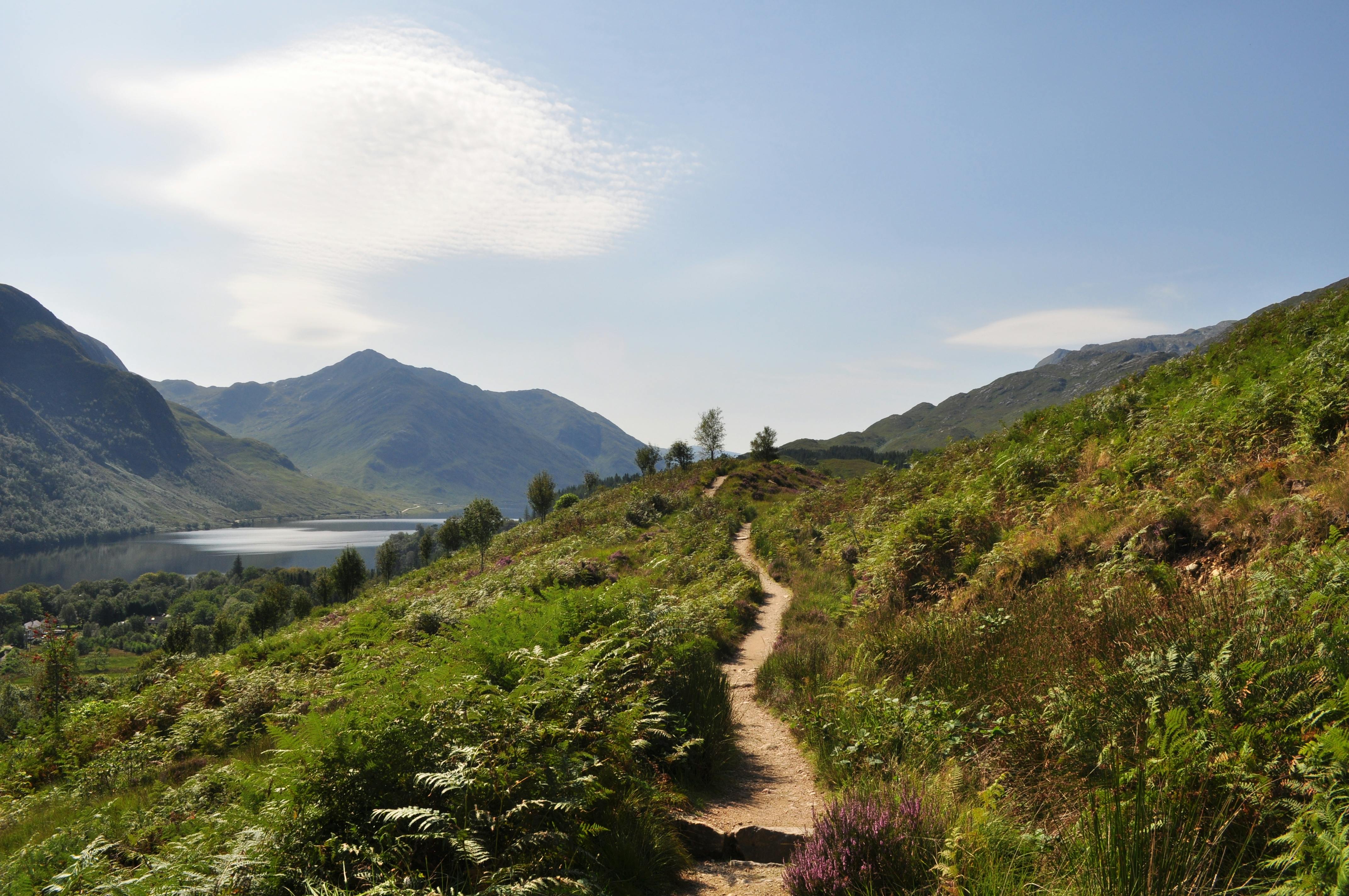 Path Between Mountains and Lake · Free Stock Photo
