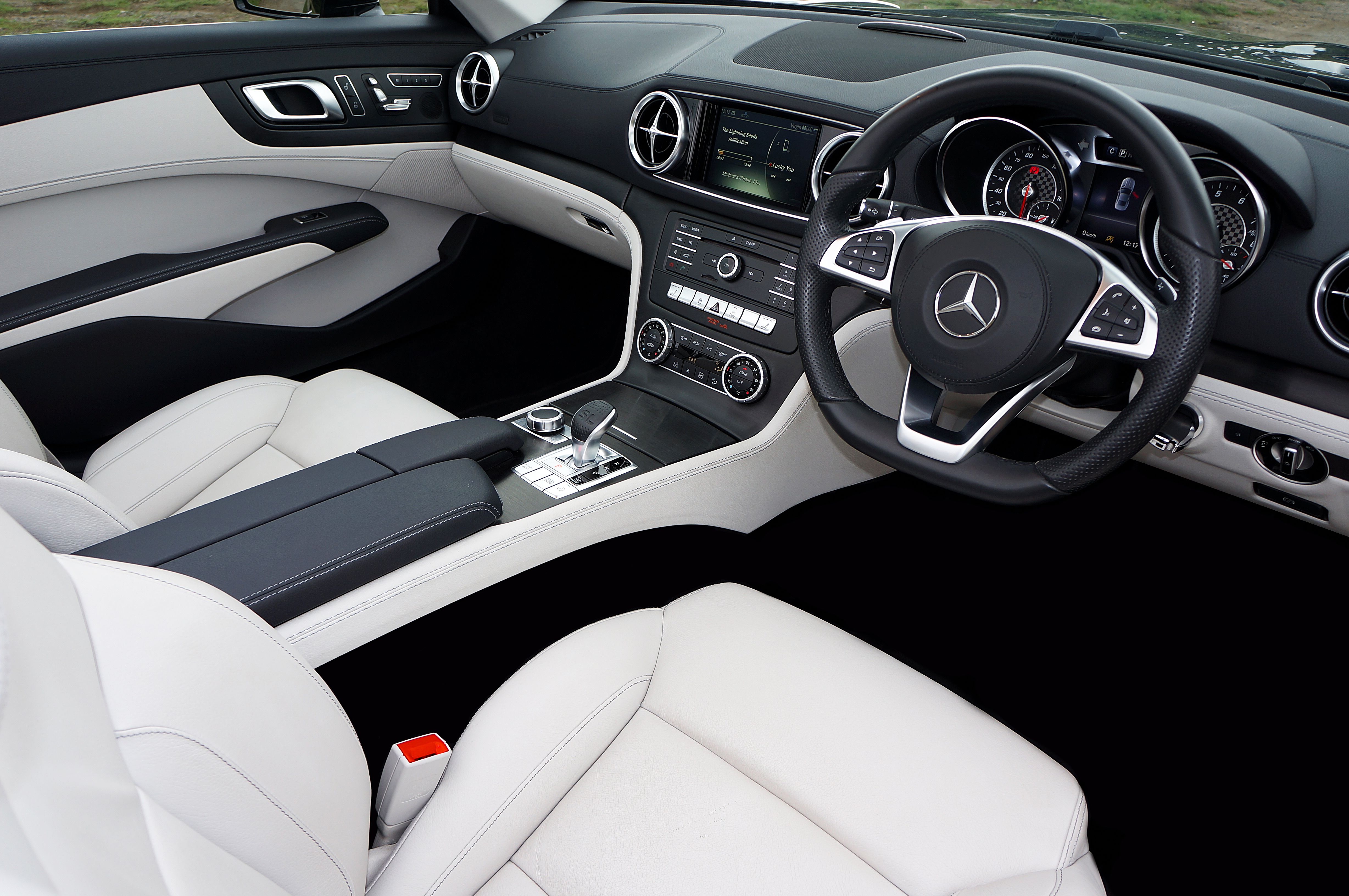 Black and White Interior of a Mercedes-Benz · Free Stock Photo