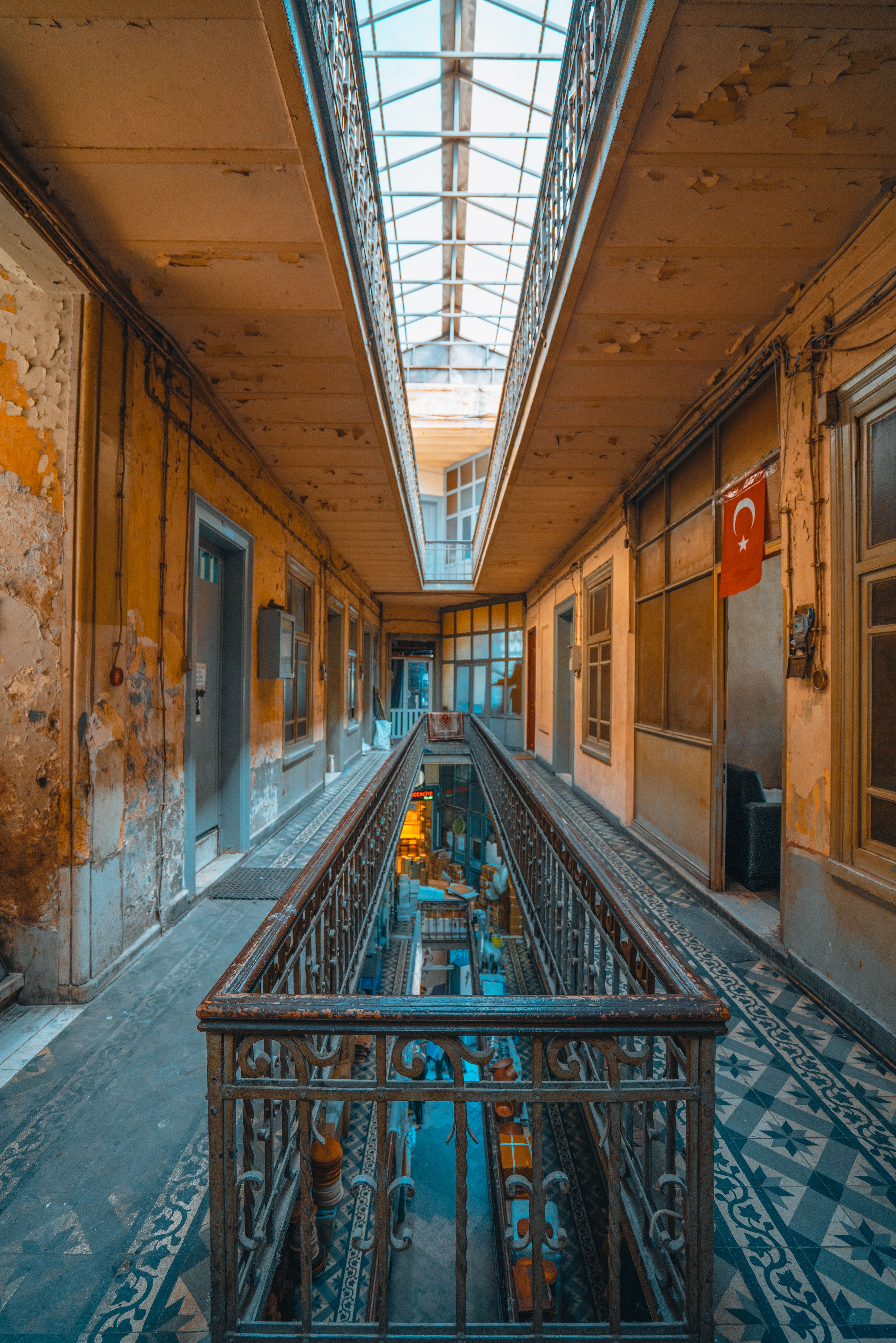 Hotel Corridor with a Glass Roof · Free Stock Photo