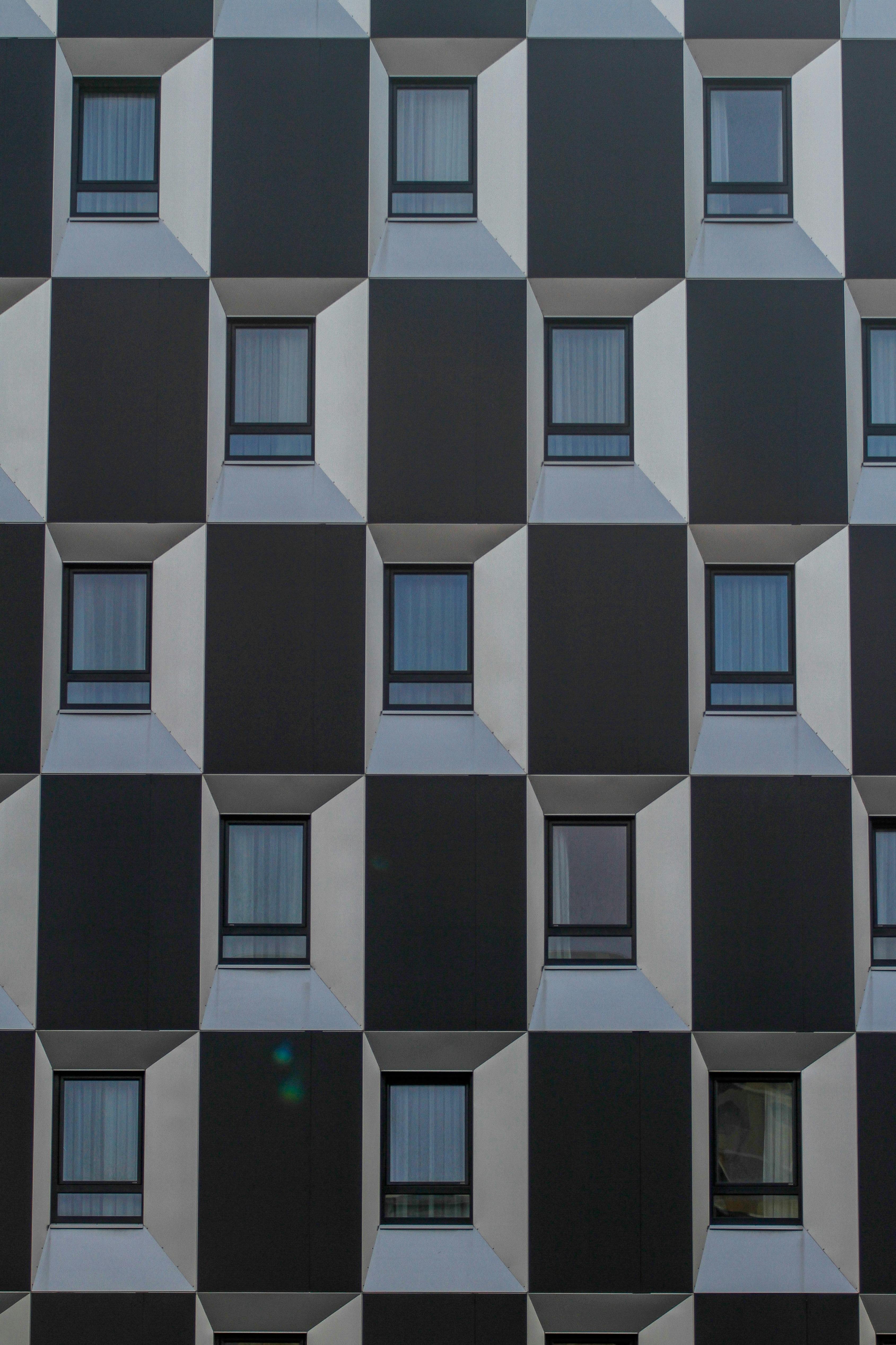 Gray Building Wall with Windows · Free Stock Photo