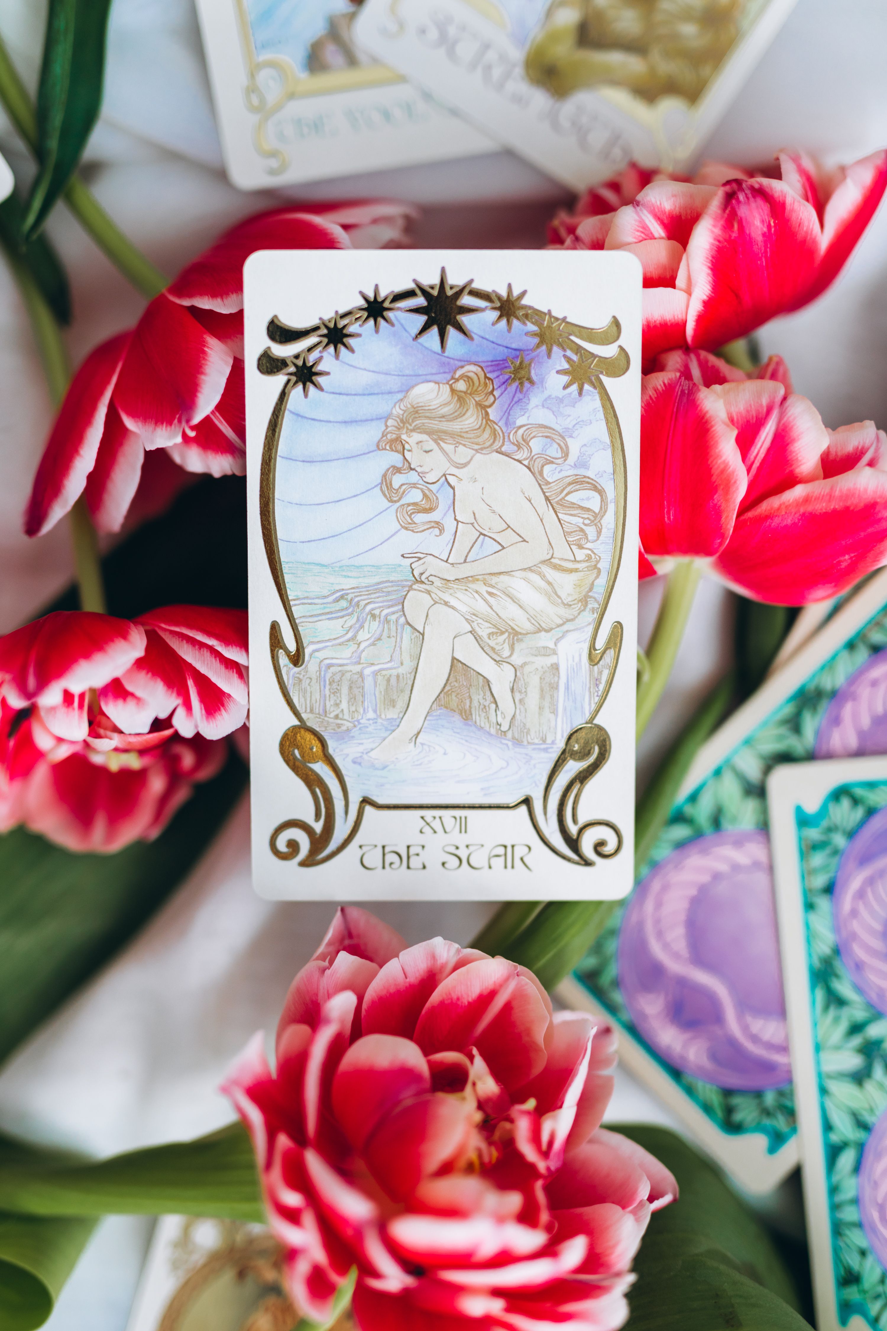 Tarot Card with Flowers on Background · Free Stock Photo