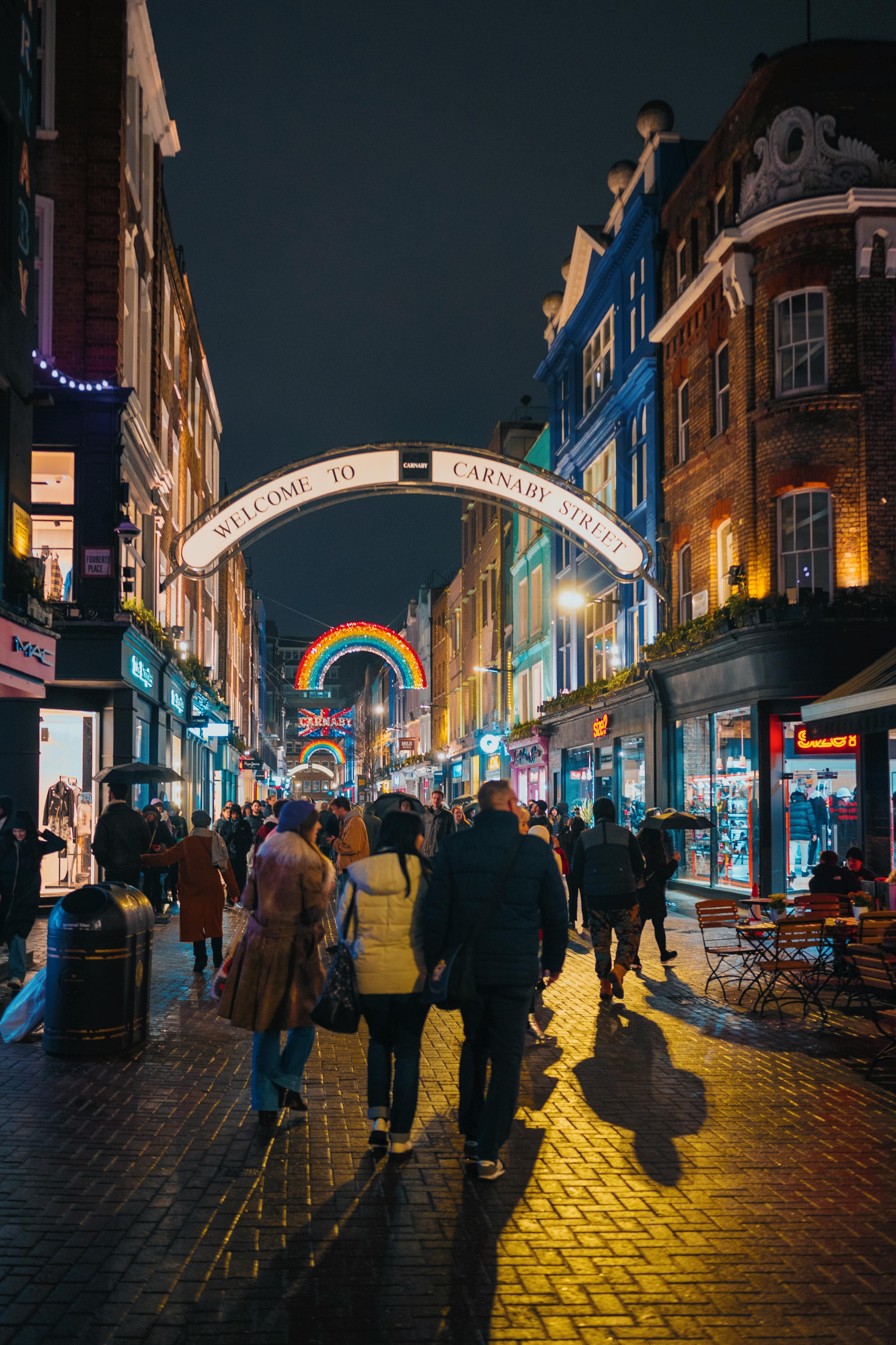 People Walking on Street during Night Time · Free Stock Photo