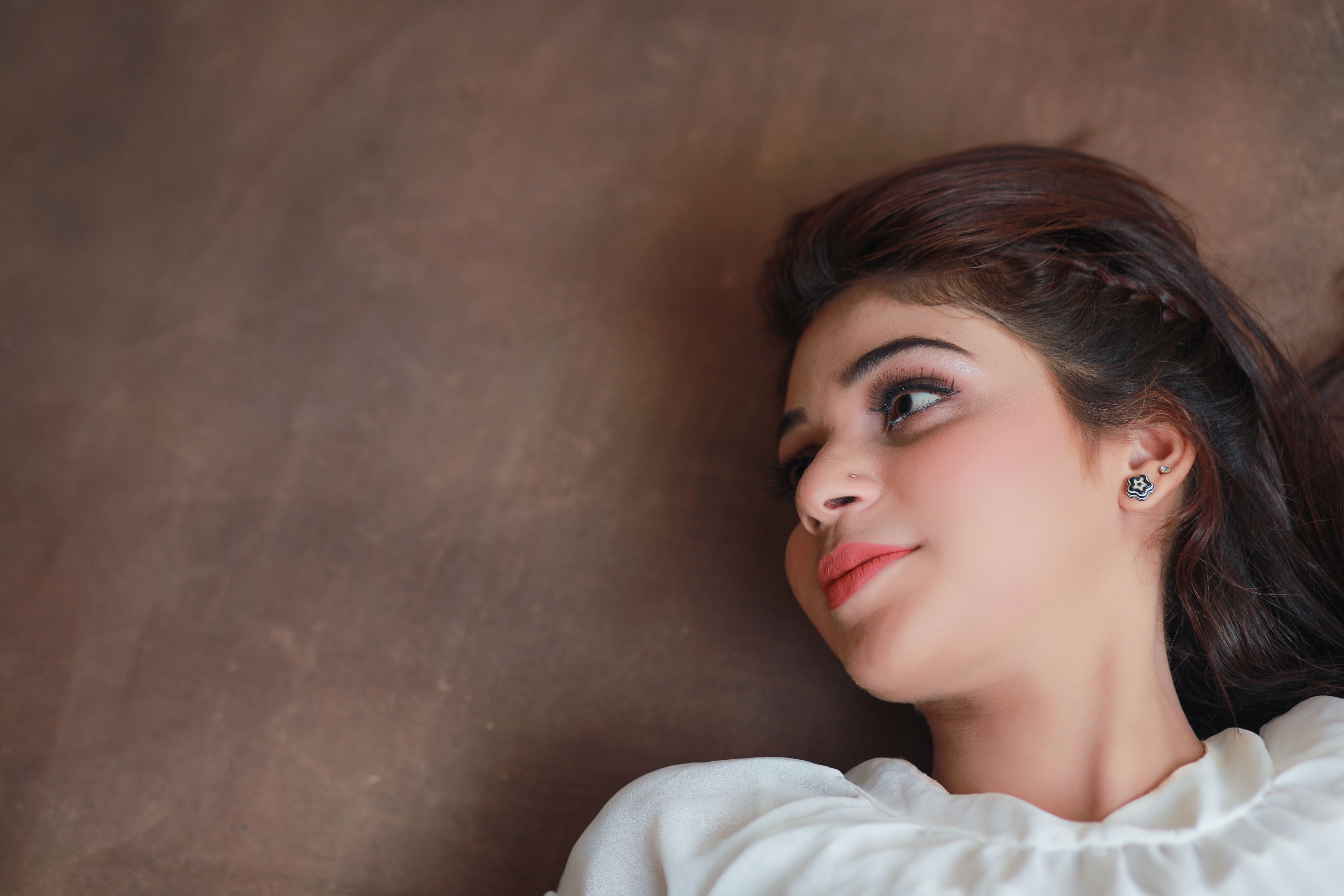 Woman Face while Lying Down · Free Stock Photo