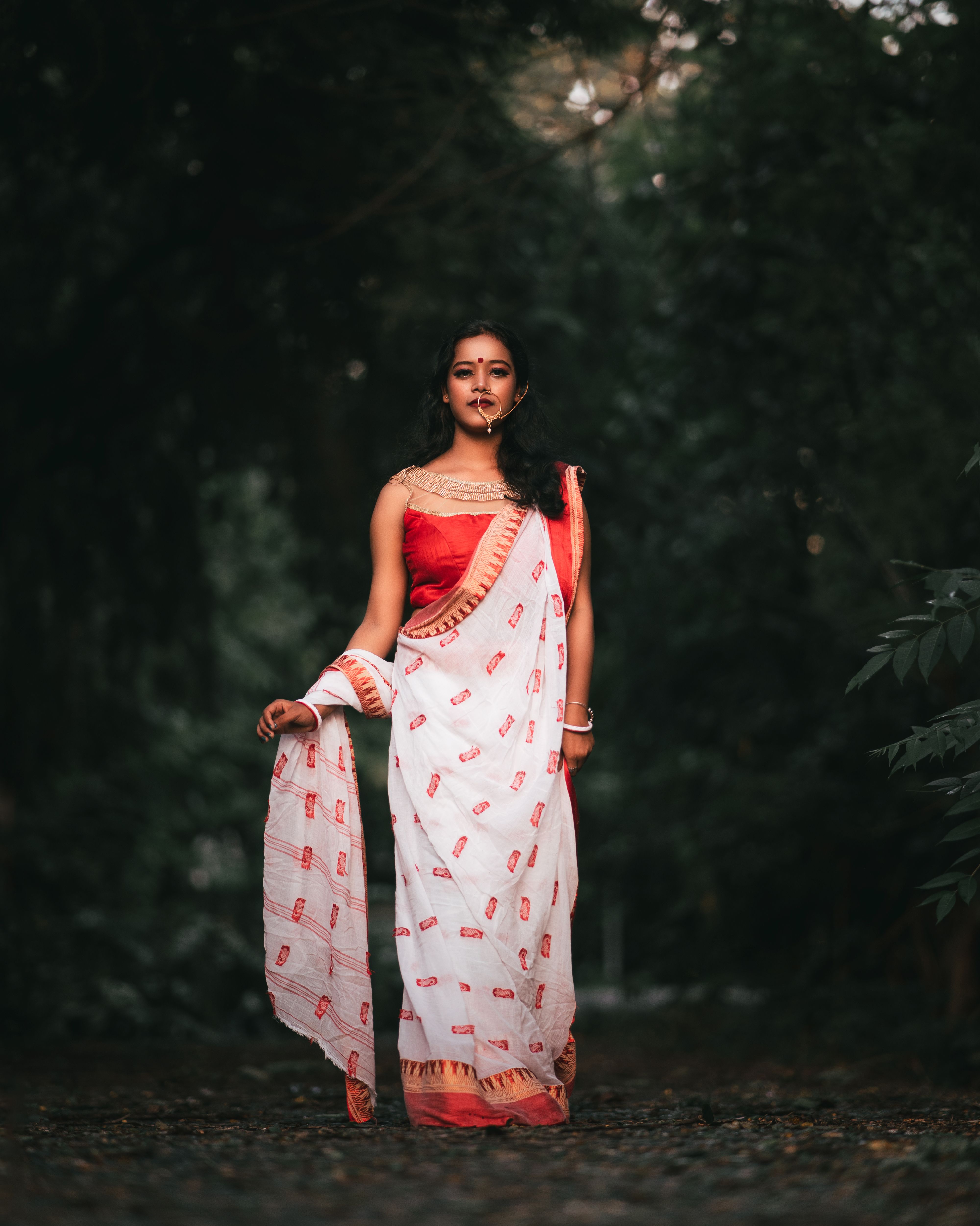 Close-up of Silk Saree with Traditional Pattern · Free Stock Photo