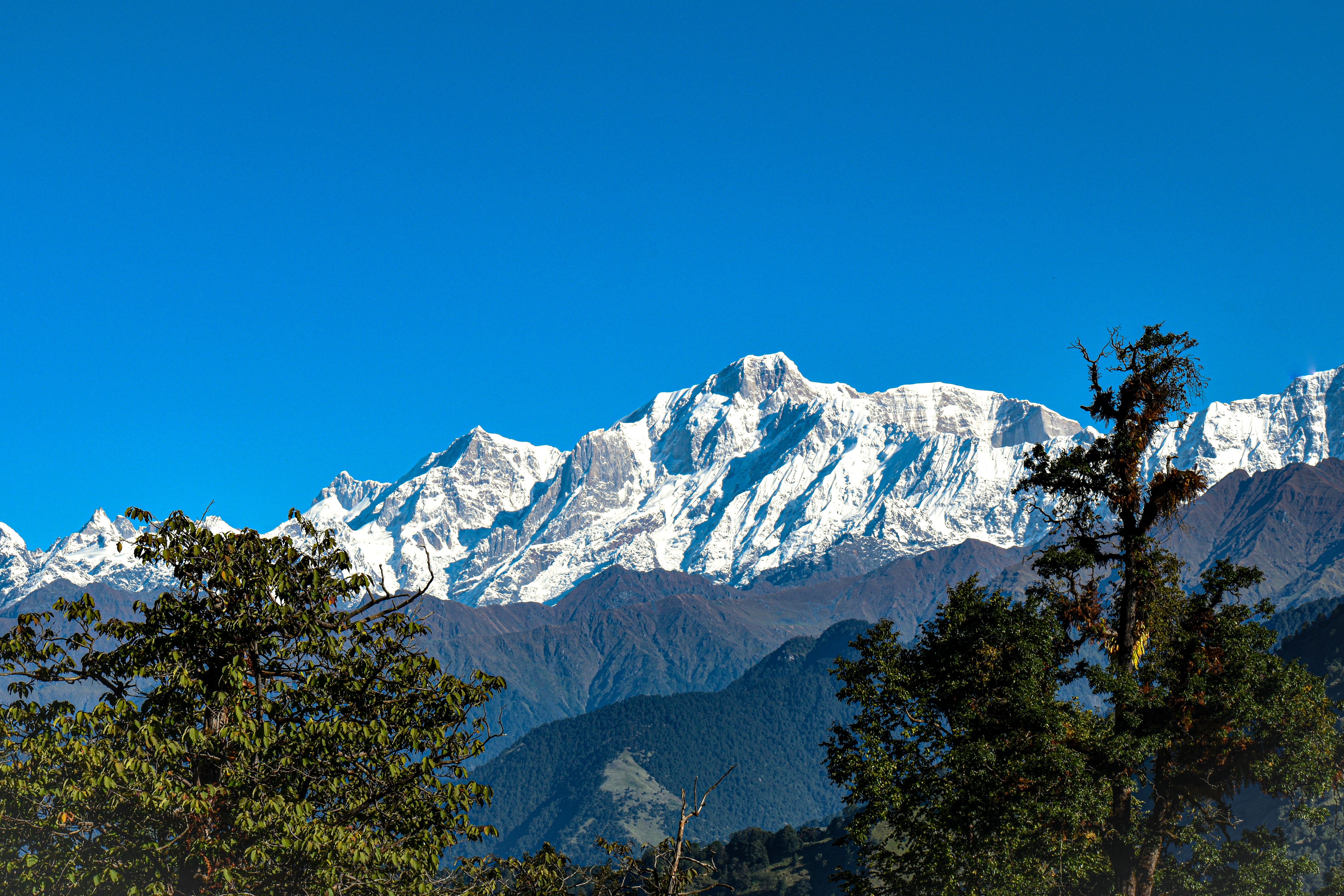 A Mountain with Snow Under the Blue Sky · Free Stock Photo