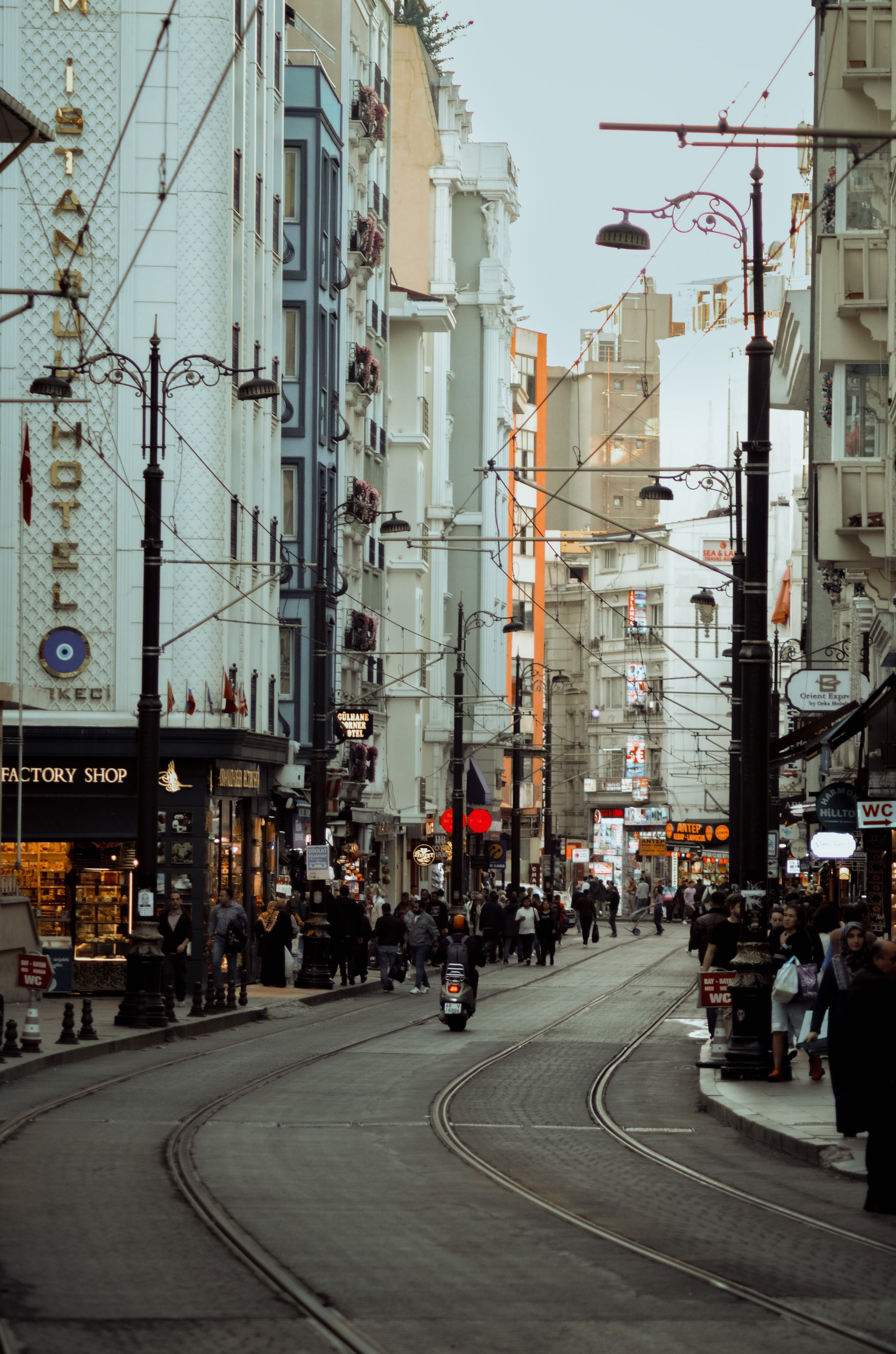 City Street with Tramway Tracks · Free Stock Photo