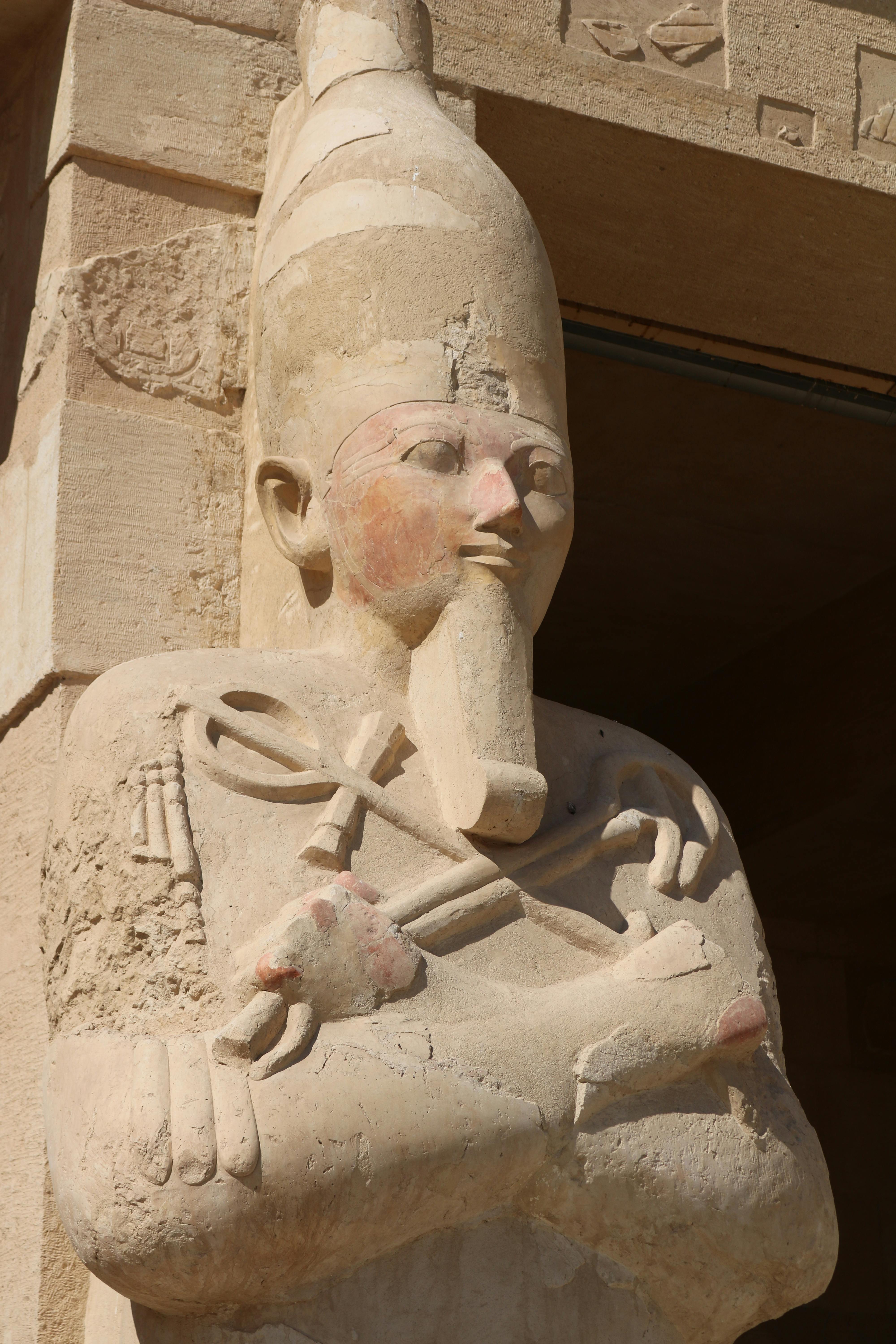 Carved Statue on the Temple of Hatshepsut Facade, Luxor, Egypt · Free ...