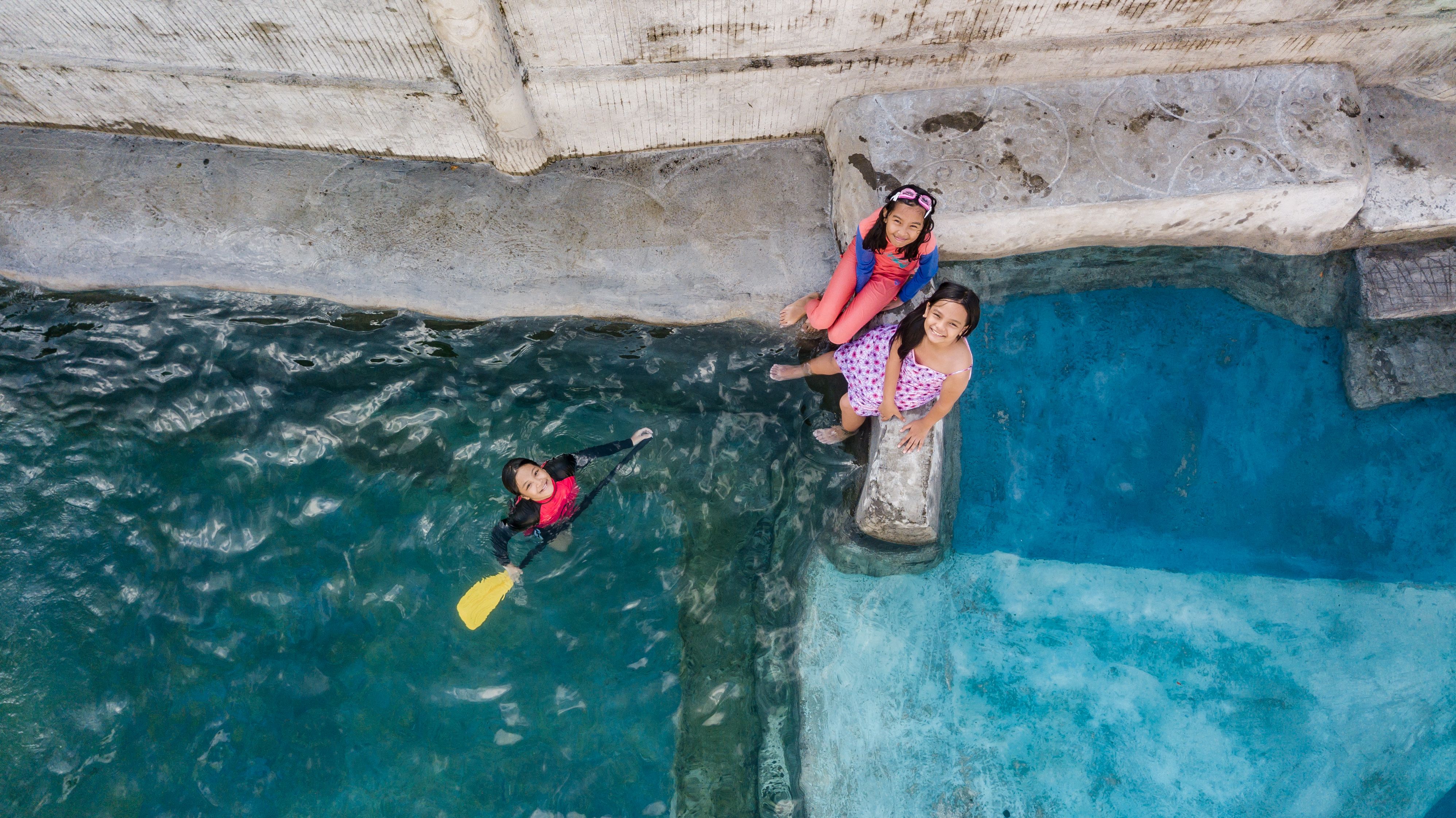 Children Sitting on Poolside · Free Stock Photo