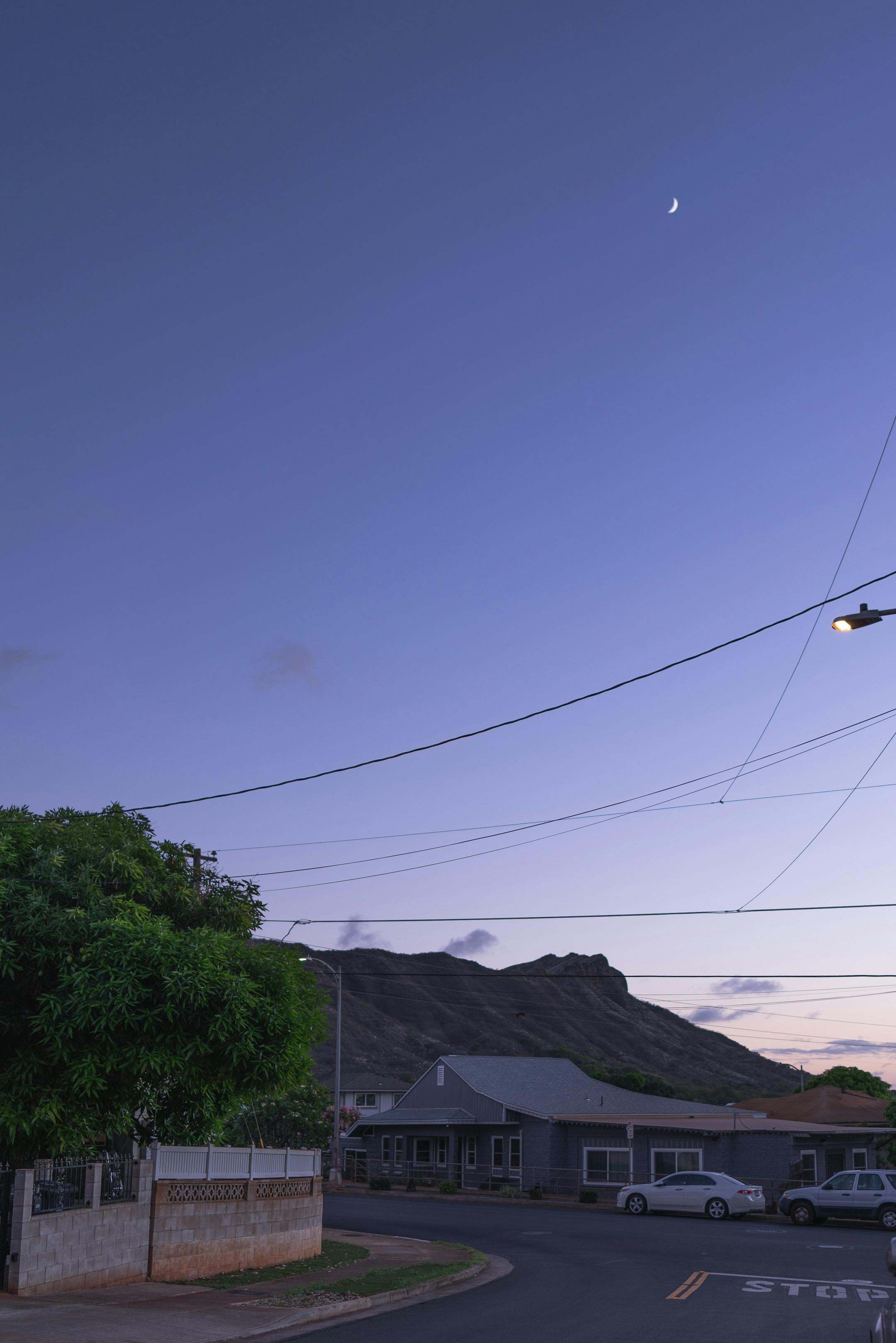 Crescent Moon over Town · Free Stock Photo