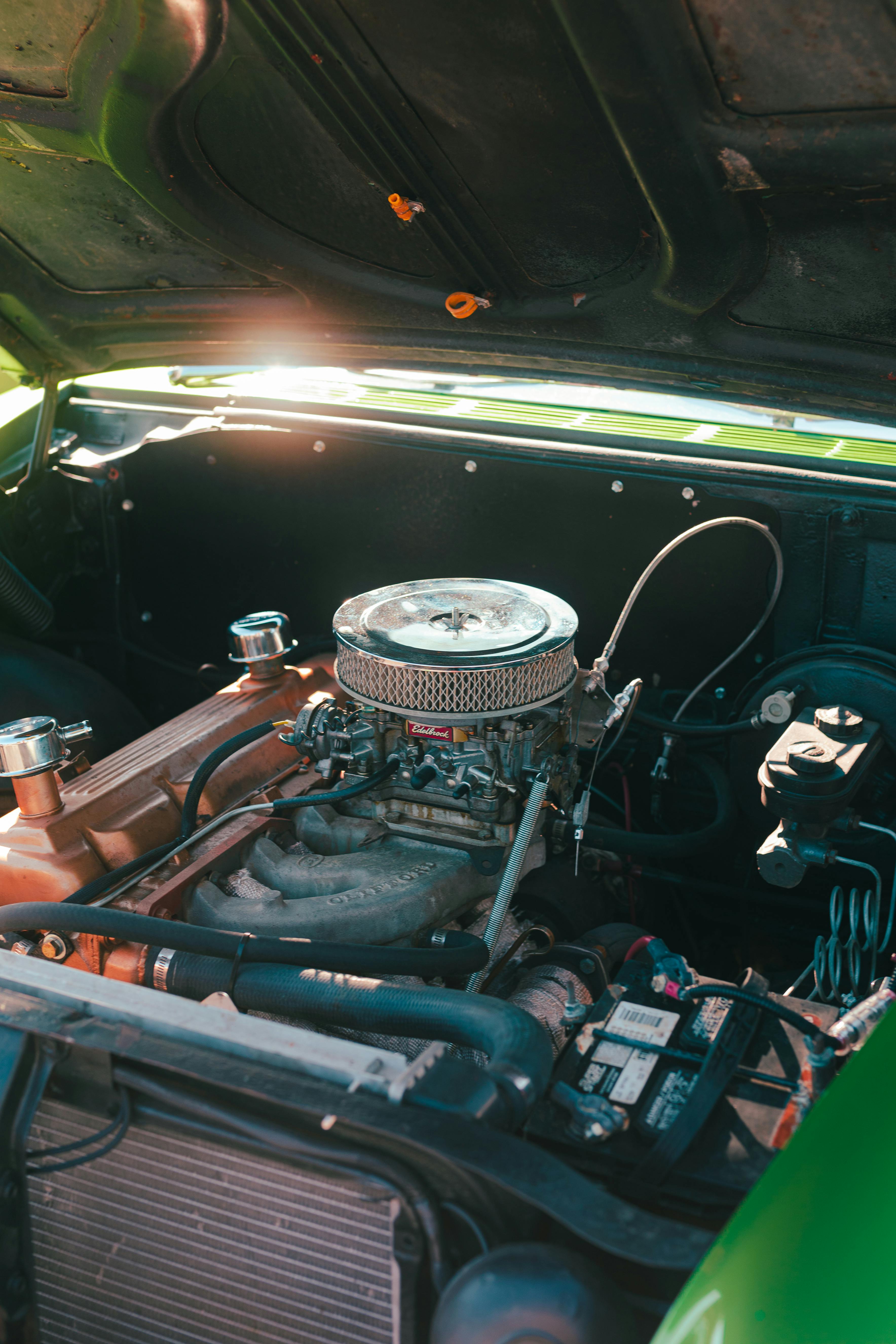 Close-Up Shot of a Car Engine · Free Stock Photo
