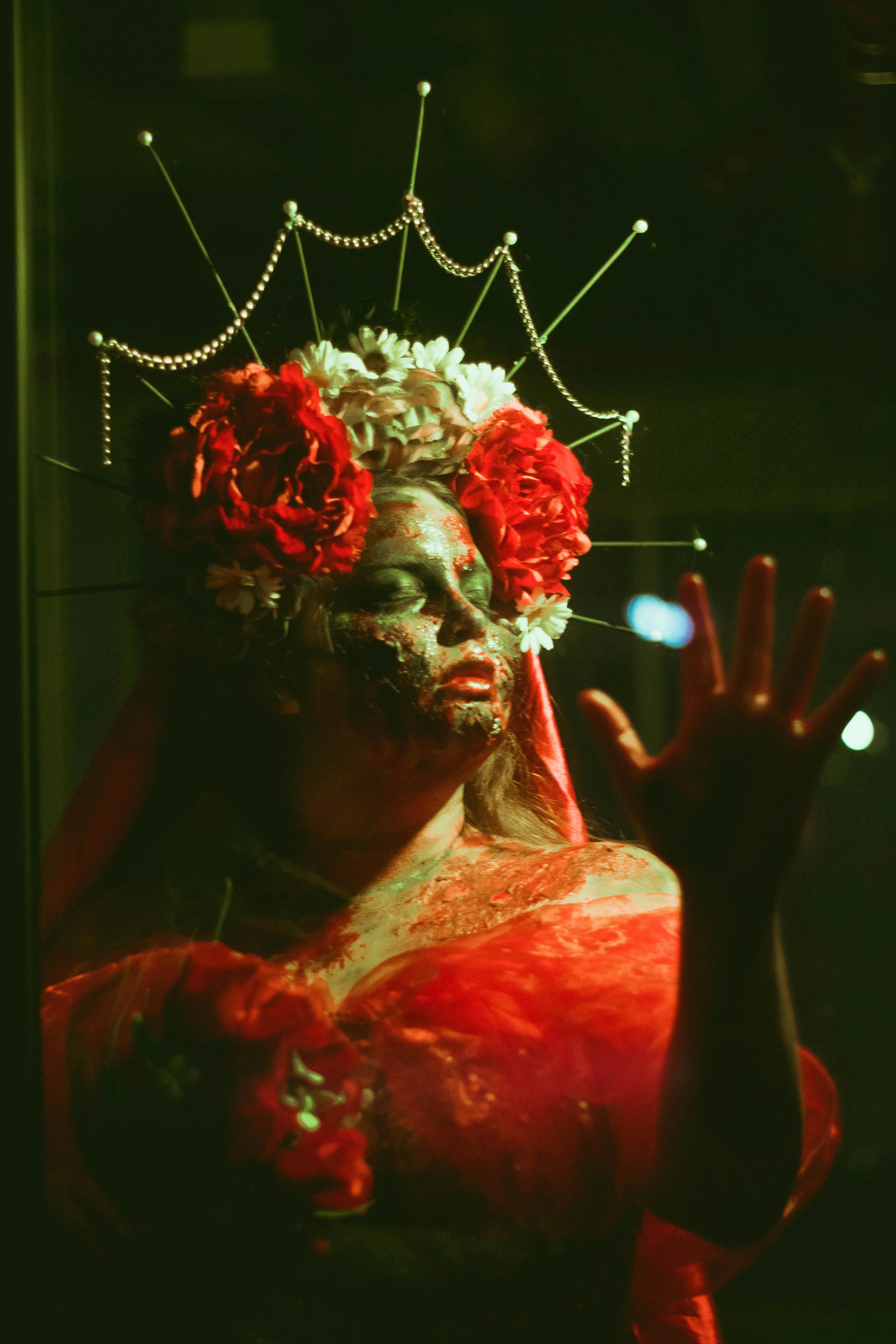 Young Woman Wearing a Halloween Costume with a Flower Crown · Free ...
