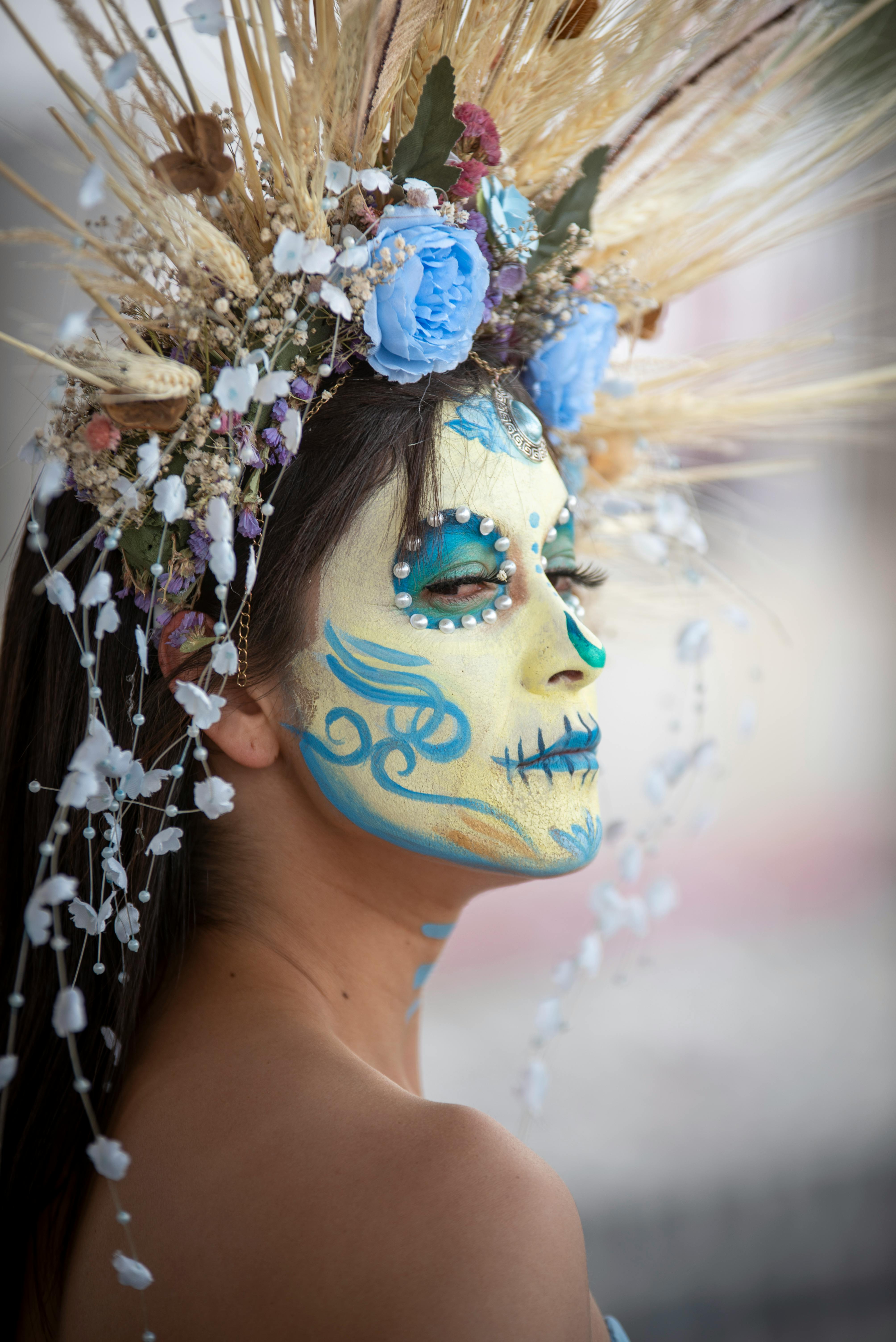 A Woman with Full Covered Face Paint · Free Stock Photo