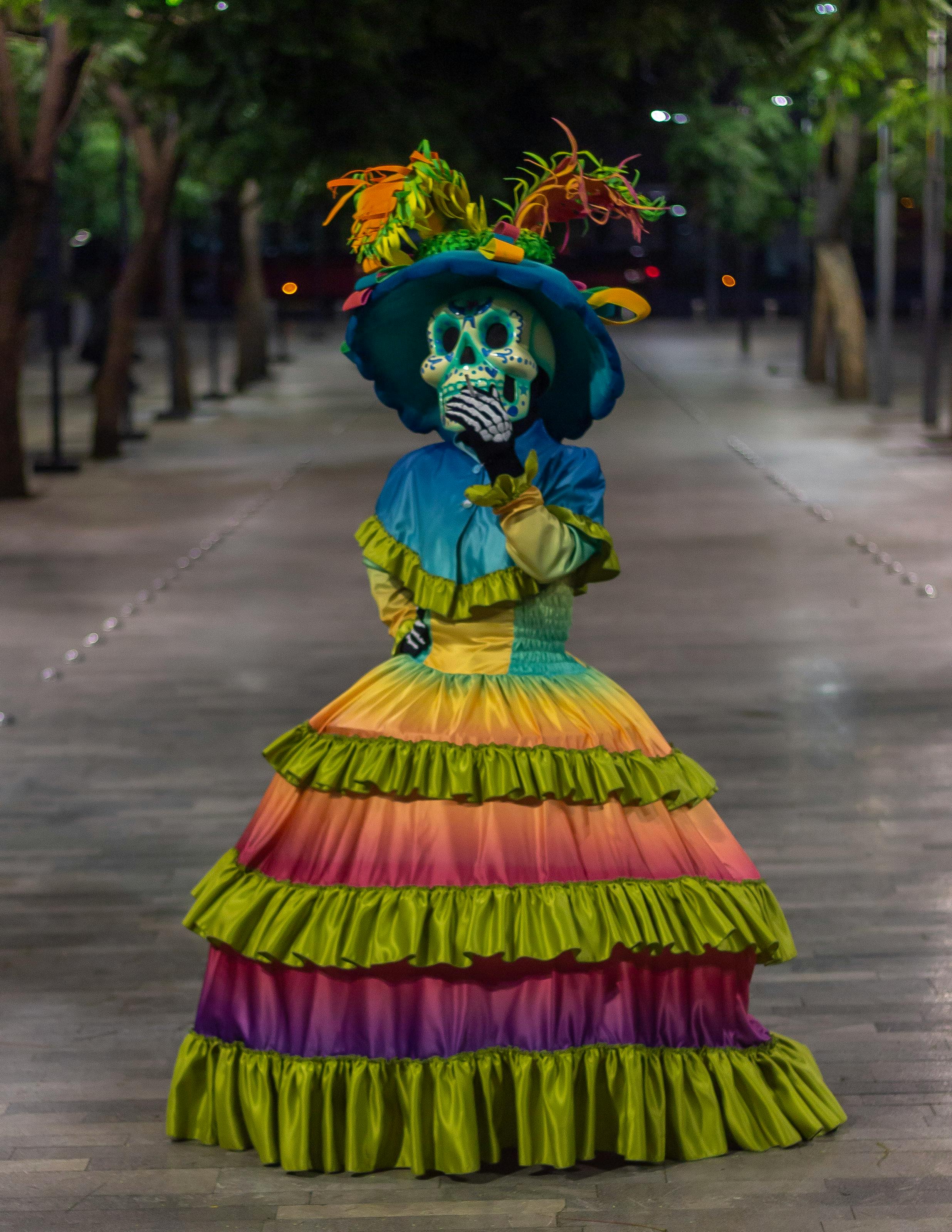 Person wearing Skeleton Costume and Colorful Dress · Free Stock Photo