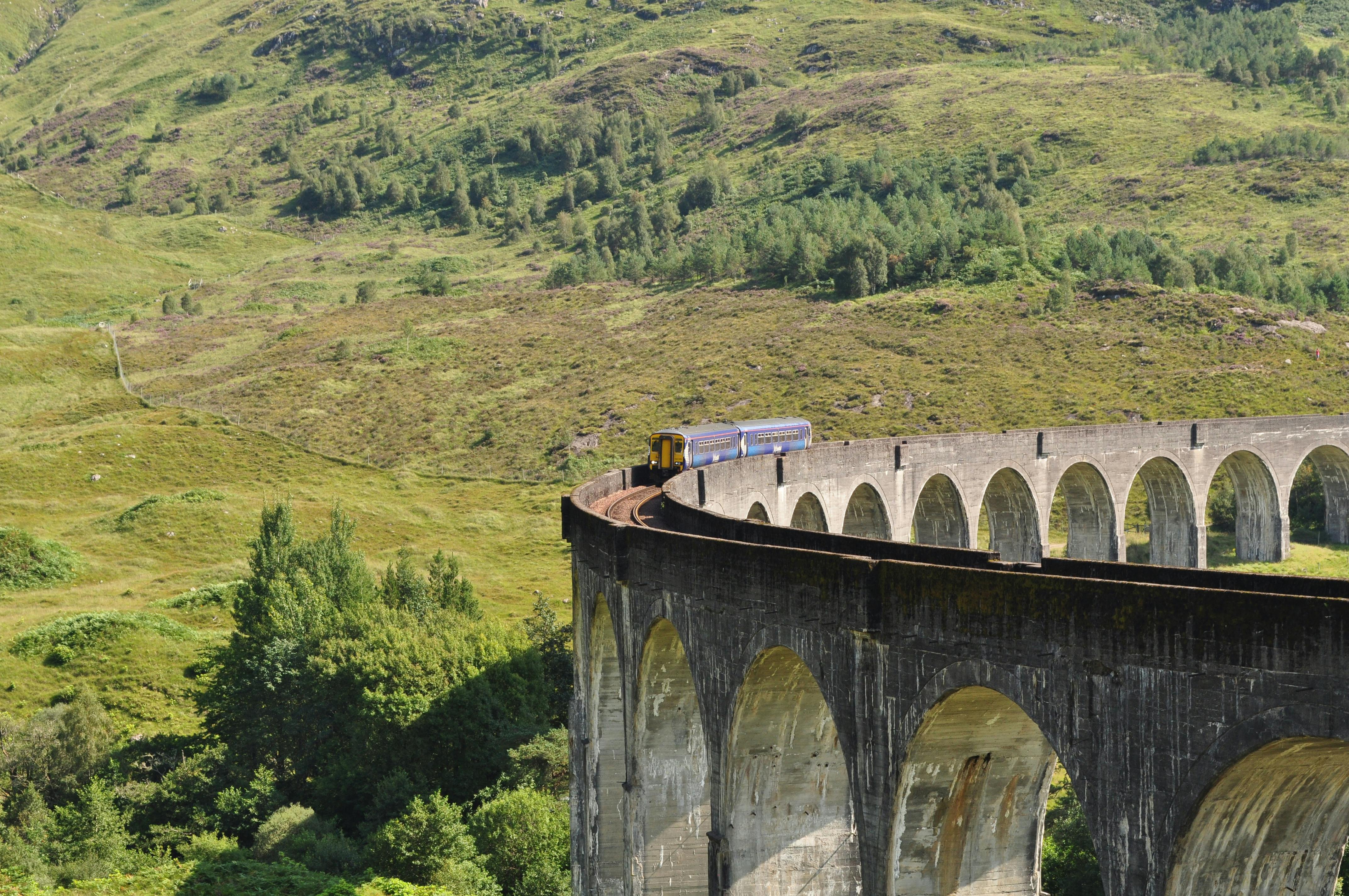 Train on Track Glenfinnan Viaduct, Inverness-shire, Scotland · Free ...